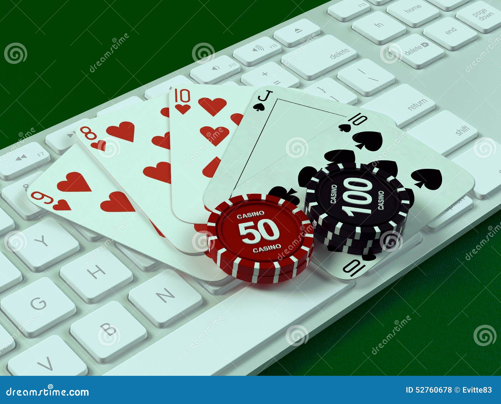 Cards and Chips for Poker on Keyboard. Stock Photo - Image of male ...