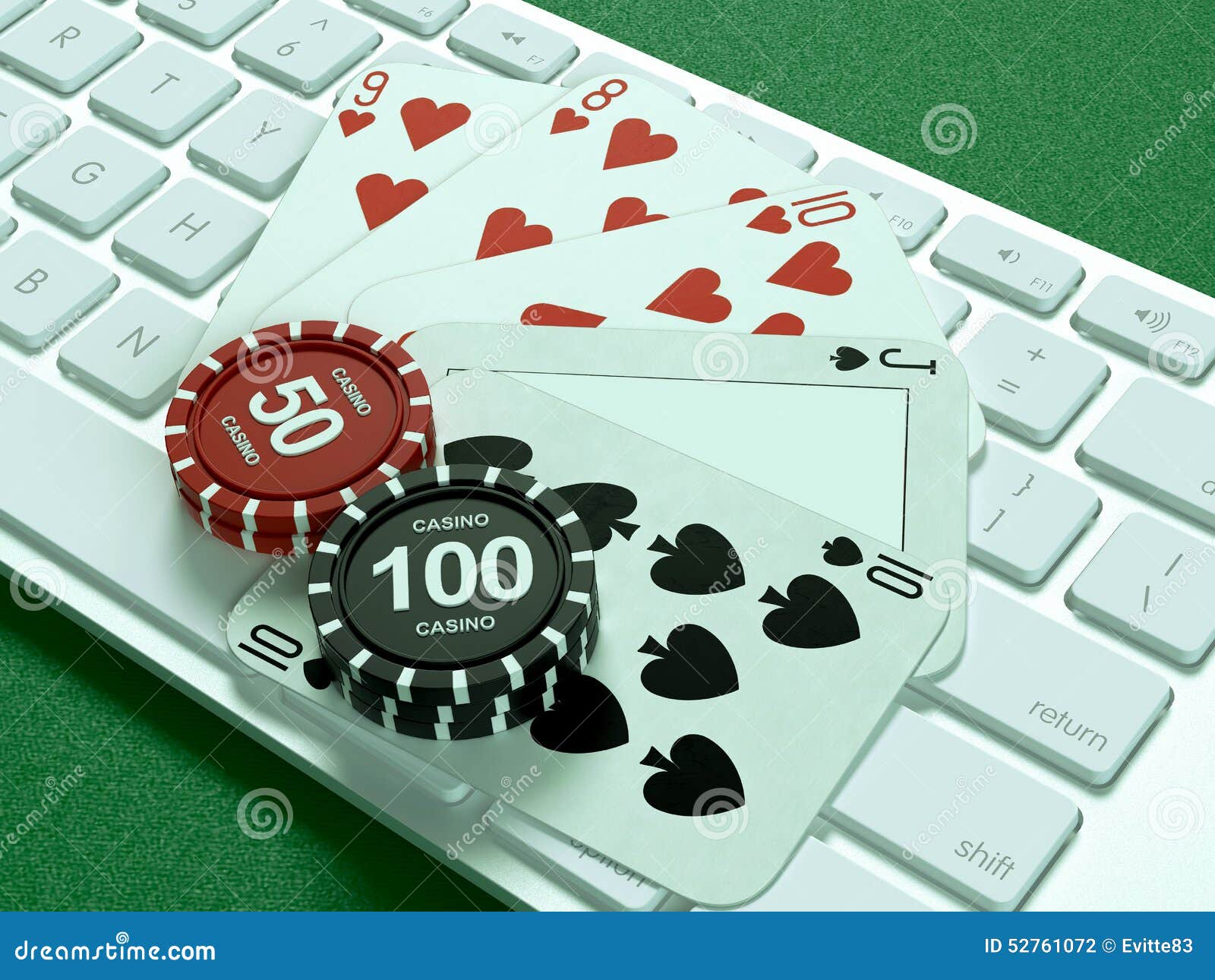 Cards and Chips for Poker on Keyboard. Stock Photo - Image of lifestyle ...