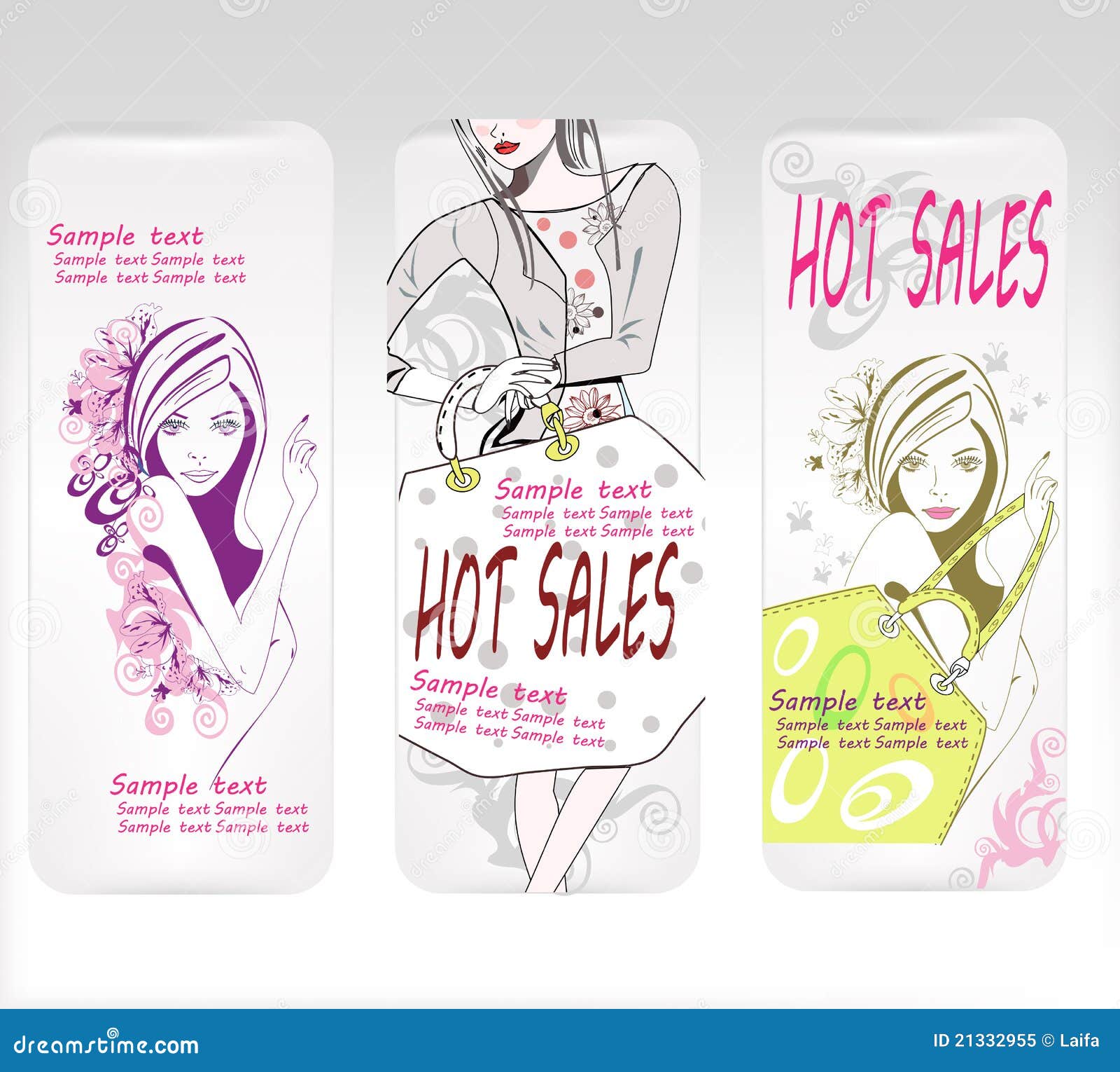 Cards with Design for Fashion Shopping Stock Vector - Illustration of ...