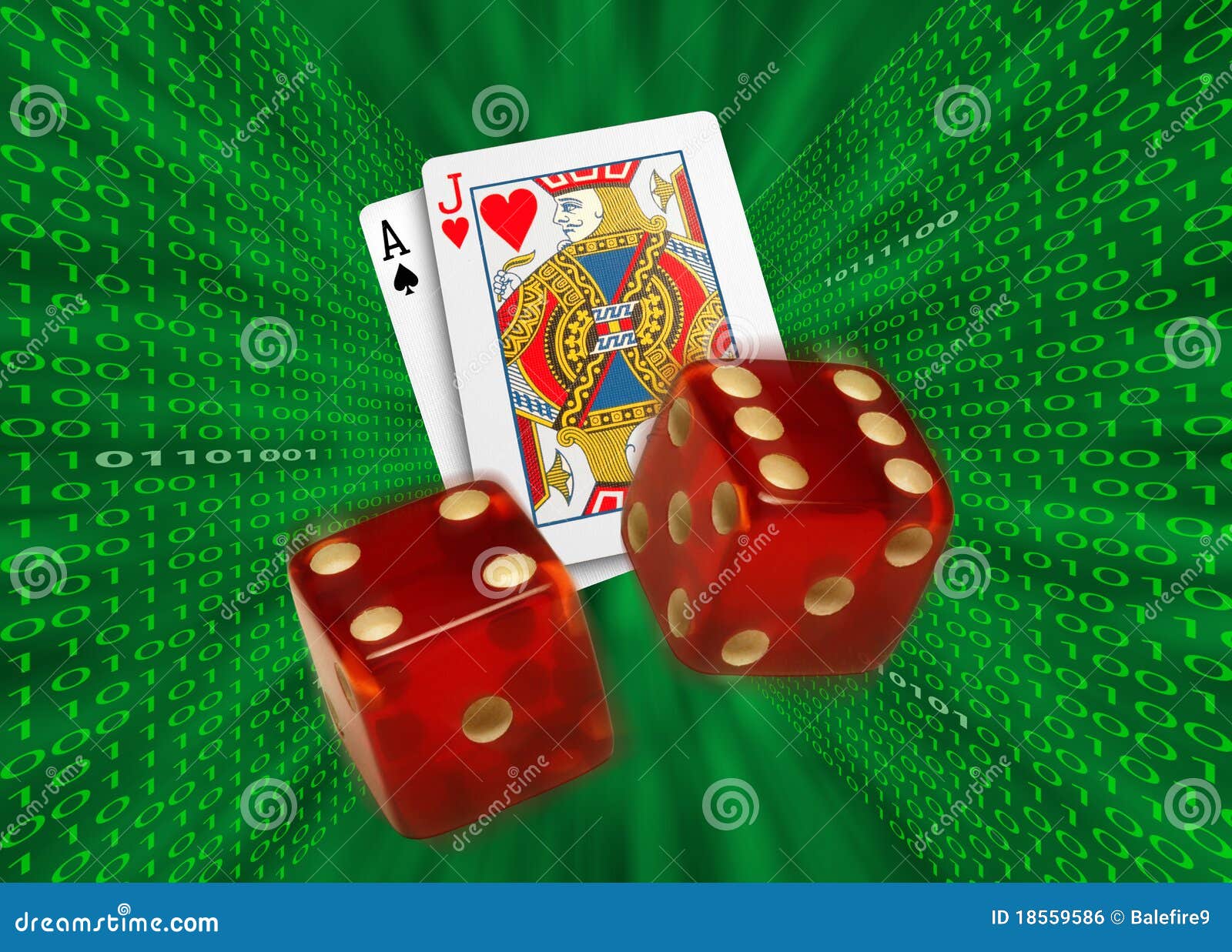 Cards & Dice Flying by Walls of Binary Code Stock Photo - Image of ...