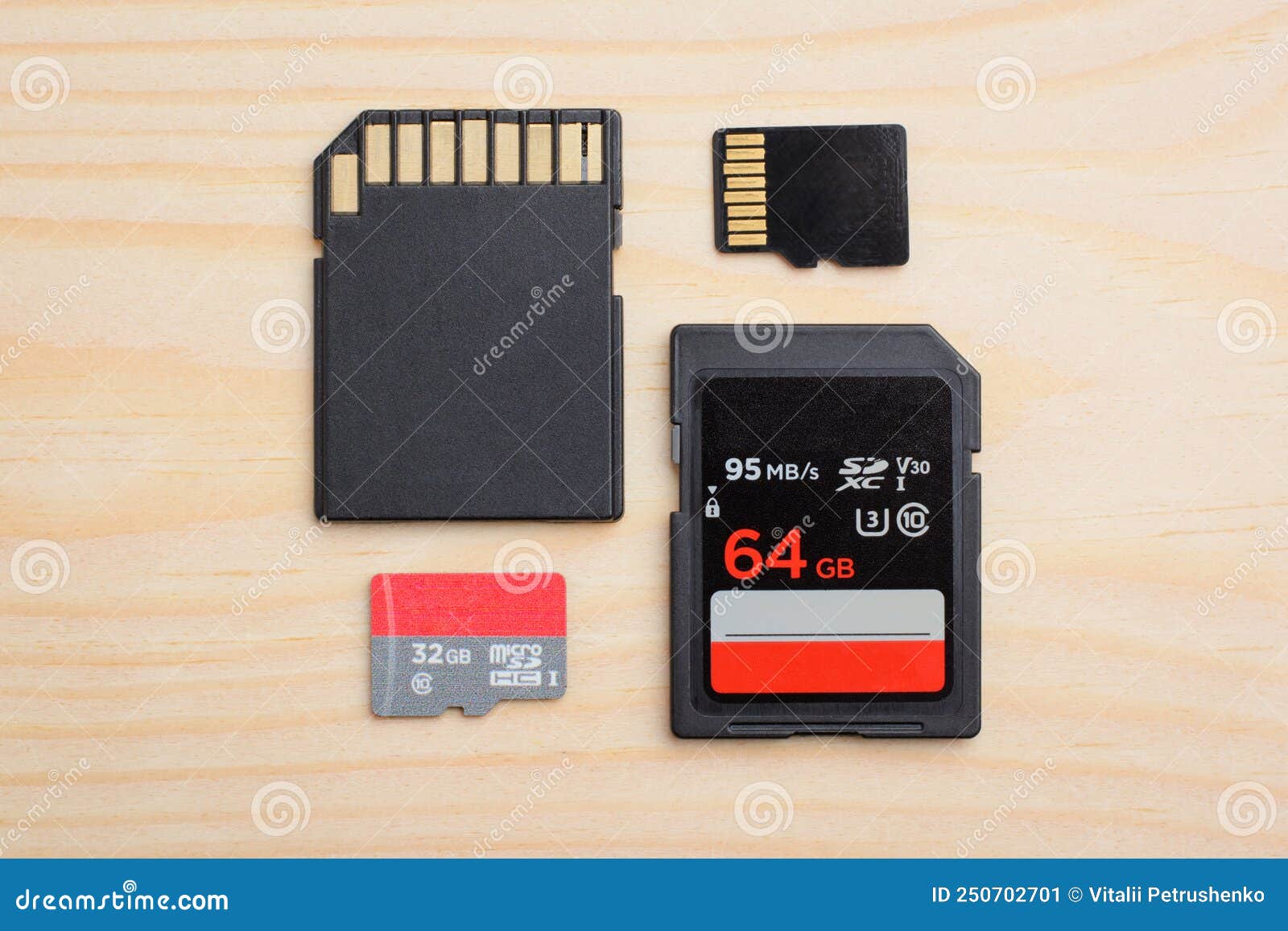 Cards of Different Size and Capacity on Table Stock Image - Image of ...