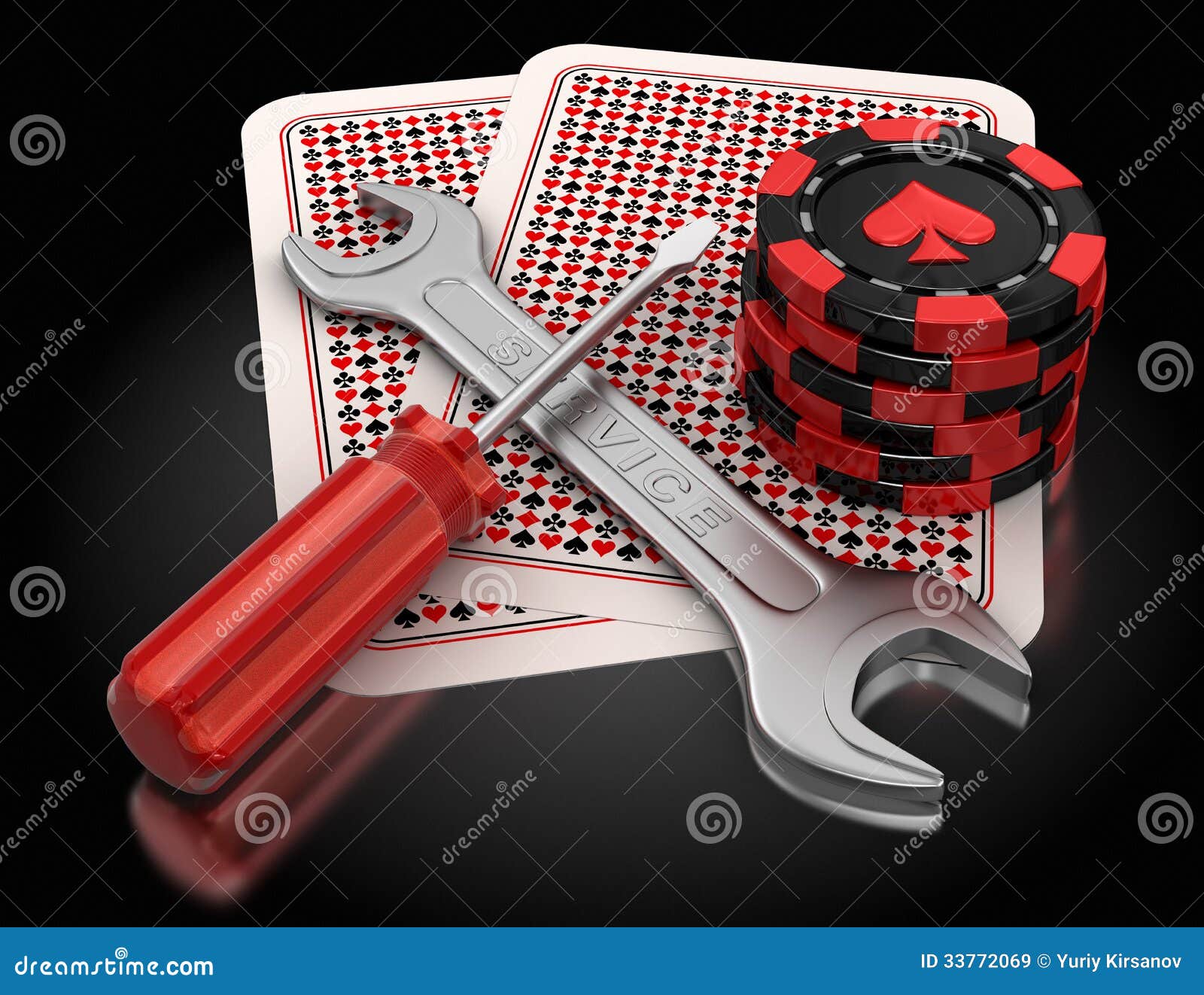 Cards, Gambling Chips and Tools Stock Illustration - Illustration of ...