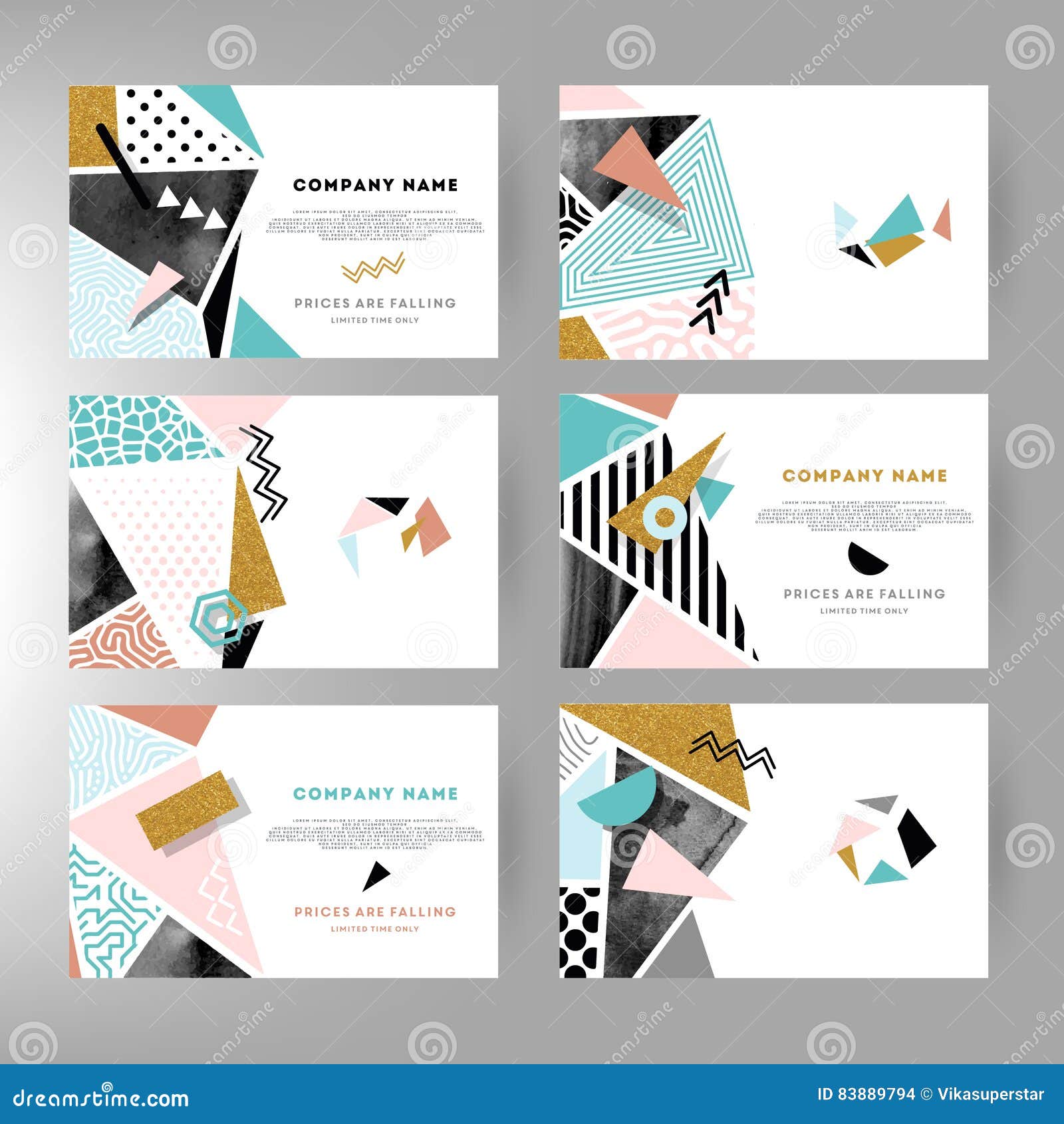 Cards with Geometric Shapes Stock Vector - Illustration of abstract ...