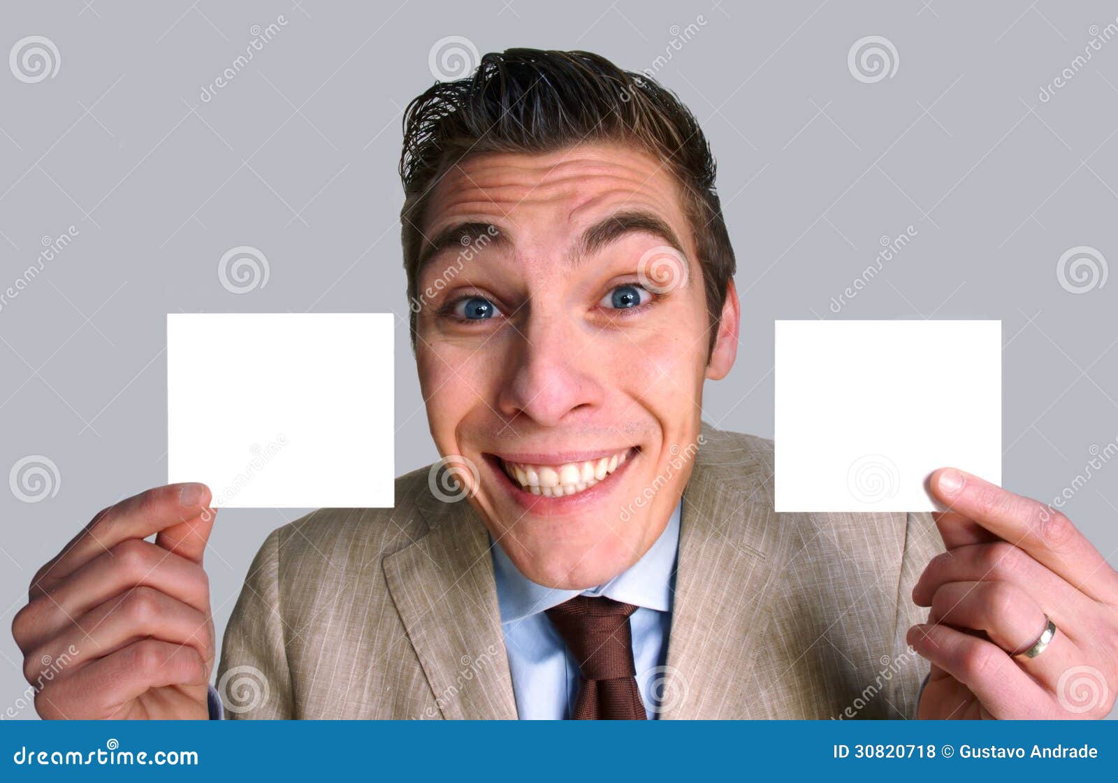 Cards man. stock photo. Image of salesman, funny, showing - 30820718