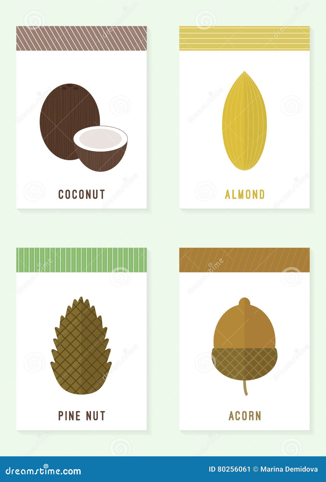 Cards with nuts stock illustration. Illustration of isolated - 80256061