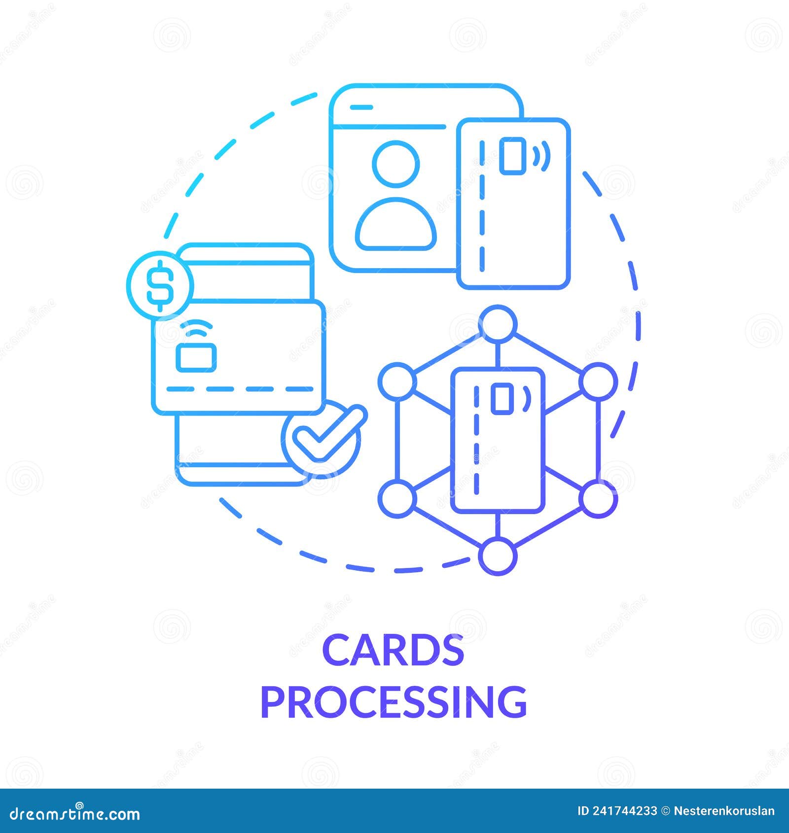 Cards Processing Blue Gradient Concept Icon Stock Vector - Illustration ...