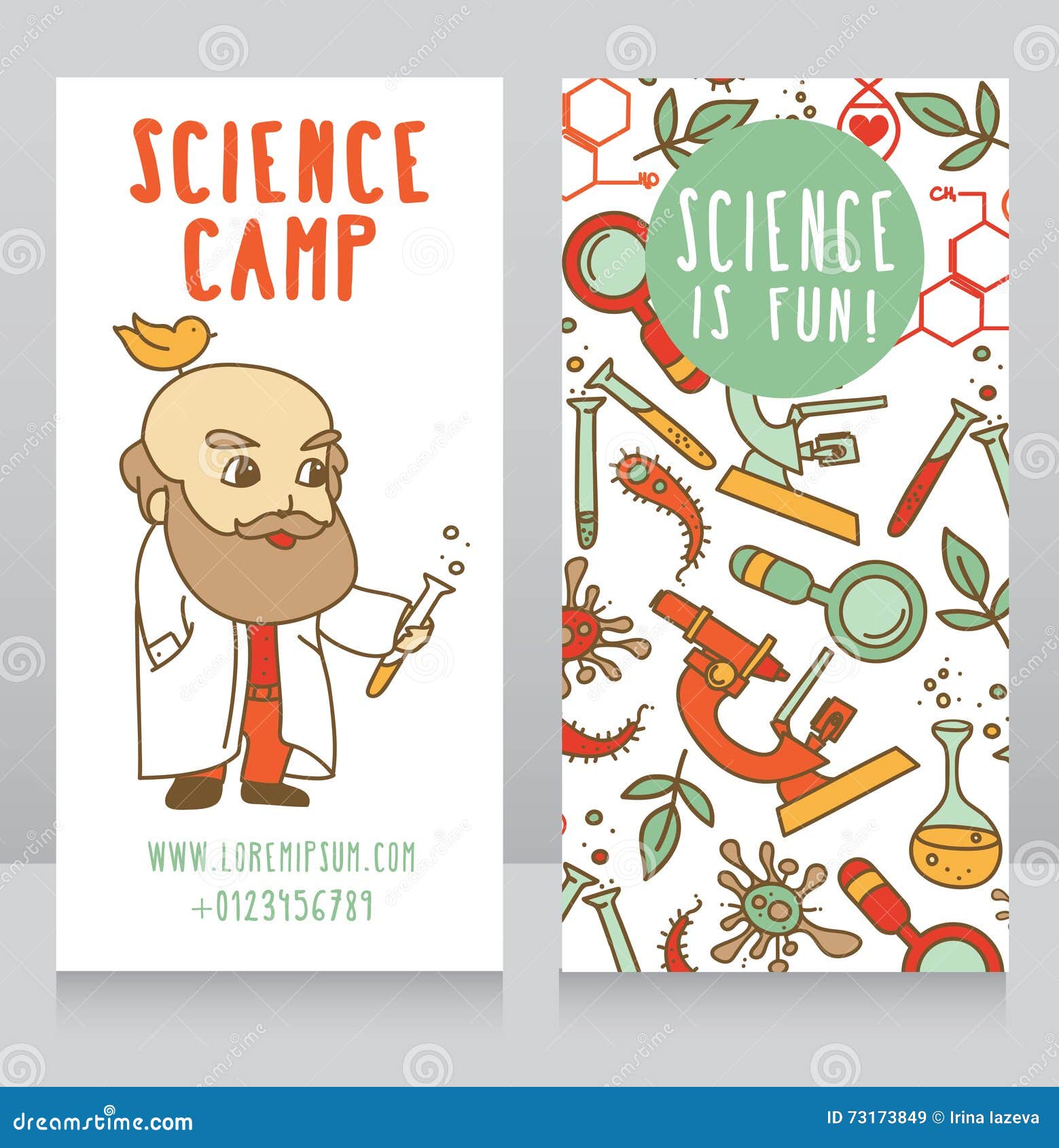 Cards for science camp stock vector. Illustration of doodle - 73173849