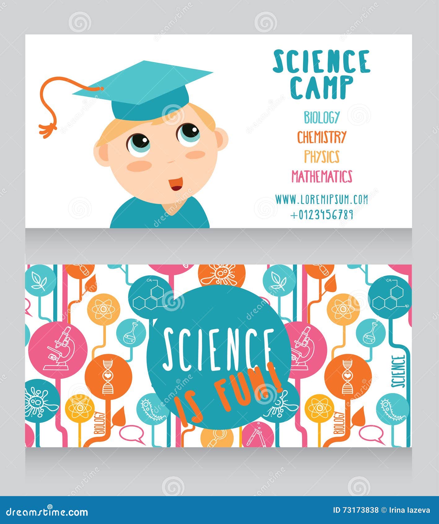 Cards for science camp stock vector. Illustration of investigations ...