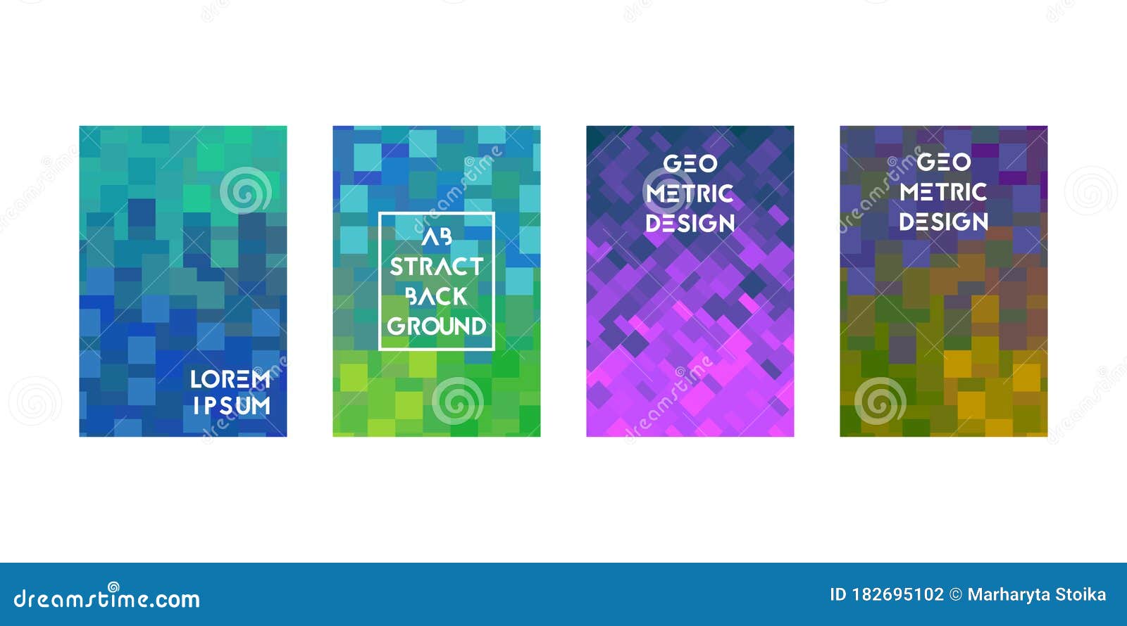 Cards Set With Pixel Modern Texture. Vector Illustration ...
