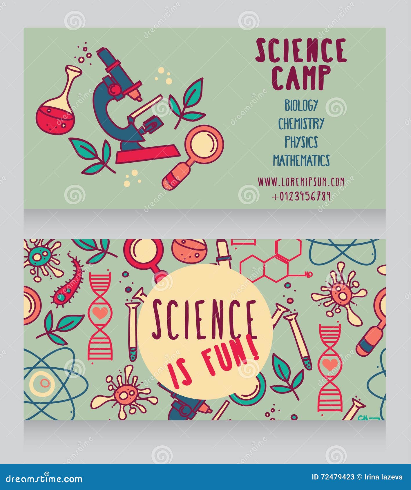 Science Camp Logo And Children With Volcano Science Experiment Cartoon ...