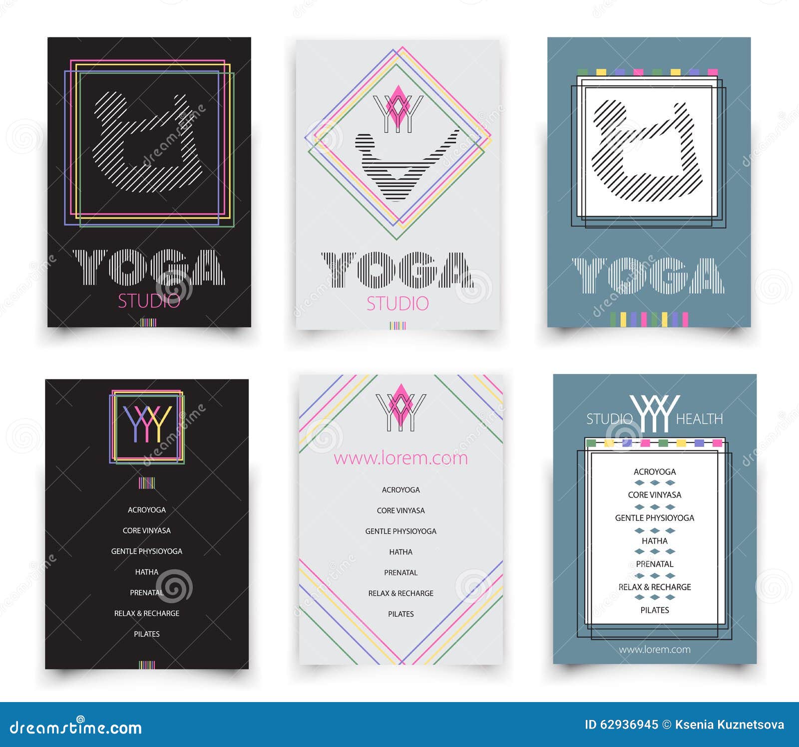 Cards Template for Yoga Studio, Vector Stock Vector - Illustration of ...