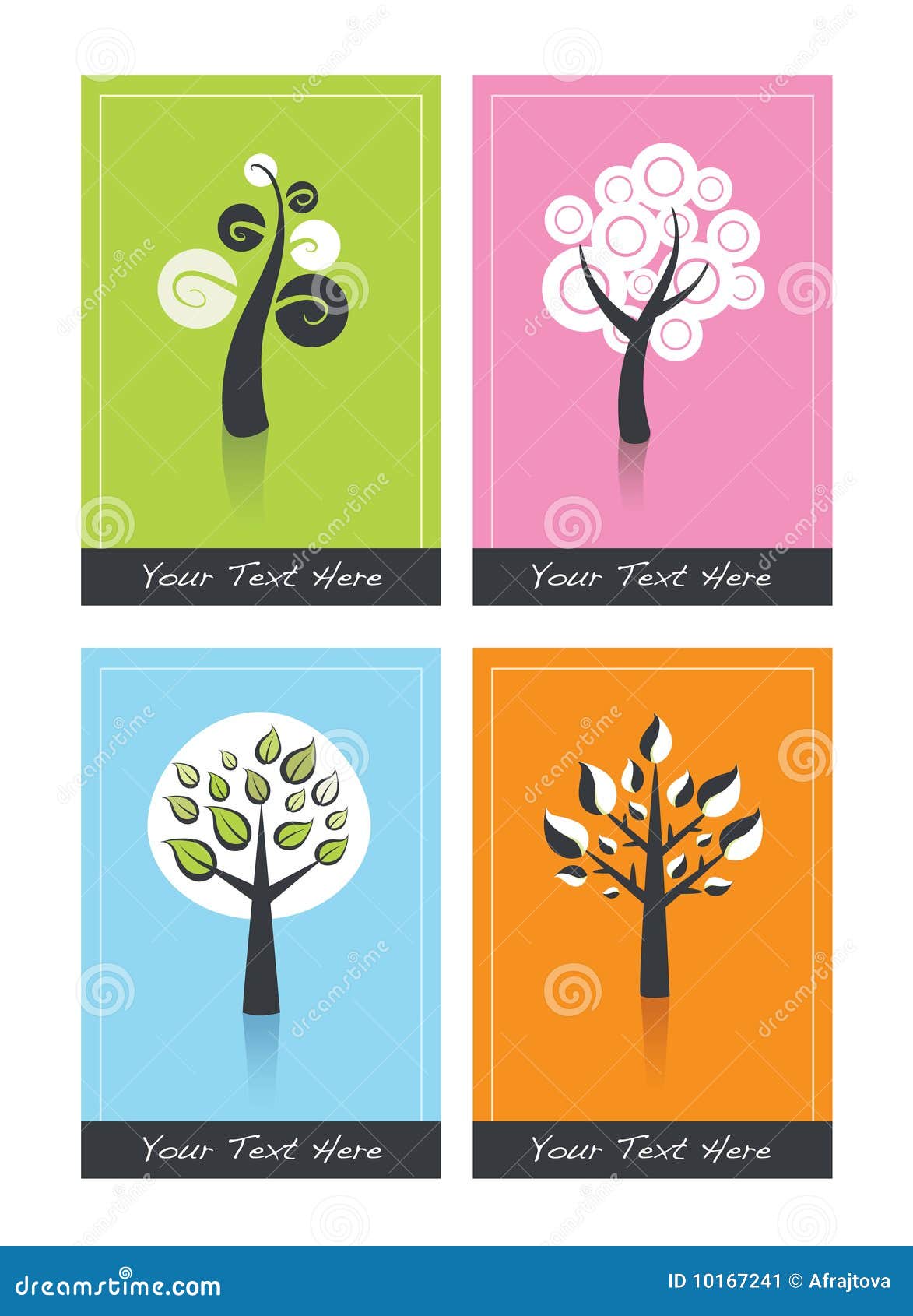 Cards with Trees stock vector. Illustration of blossom - 10167241