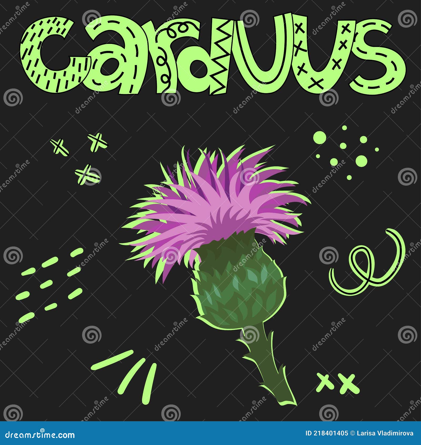 Carduus - Plant with Pink Flowers and Sharp Throns. Stock Vector ...