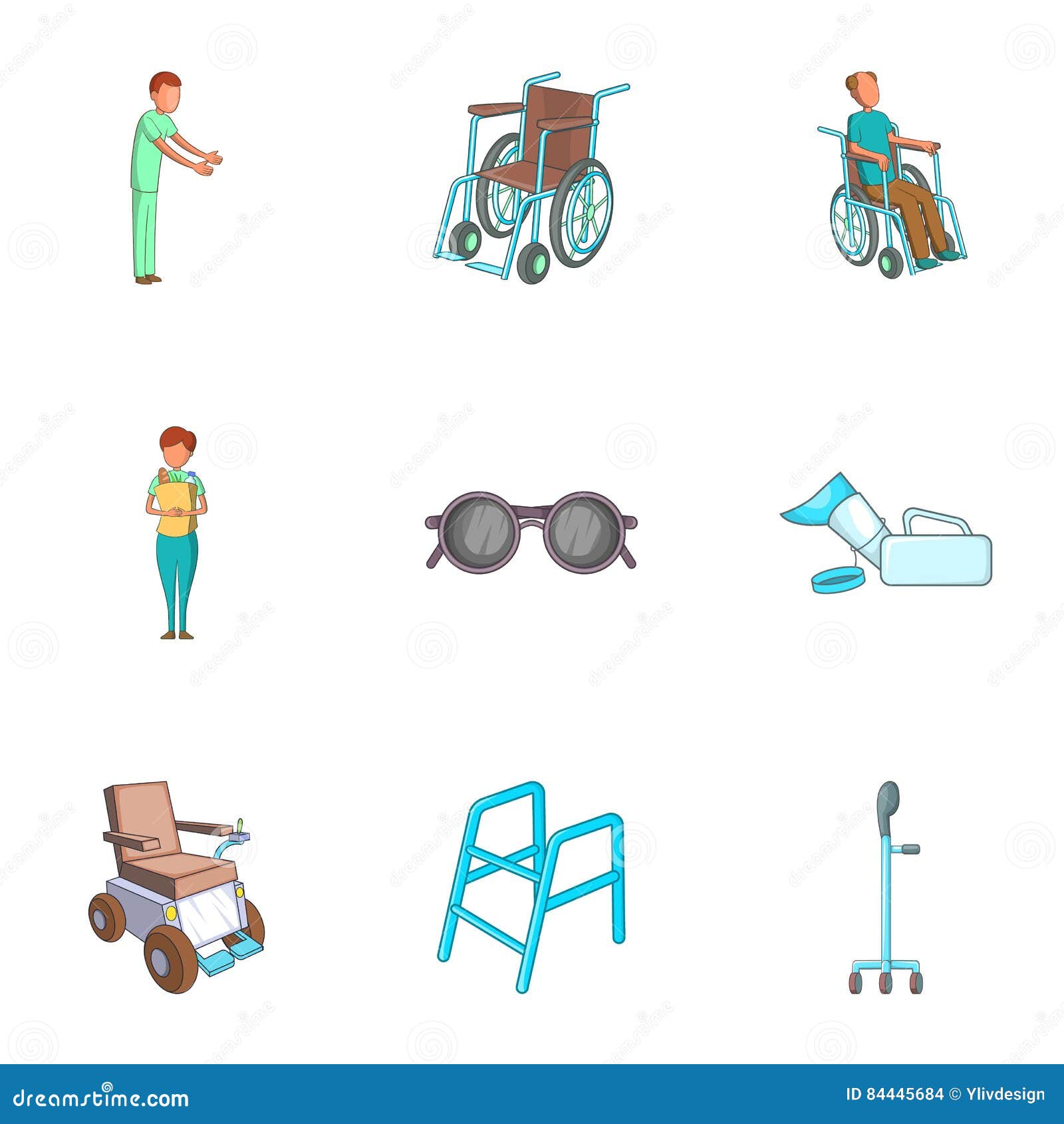Care and Accessibility Icons Set, Cartoon Style Stock Vector ...