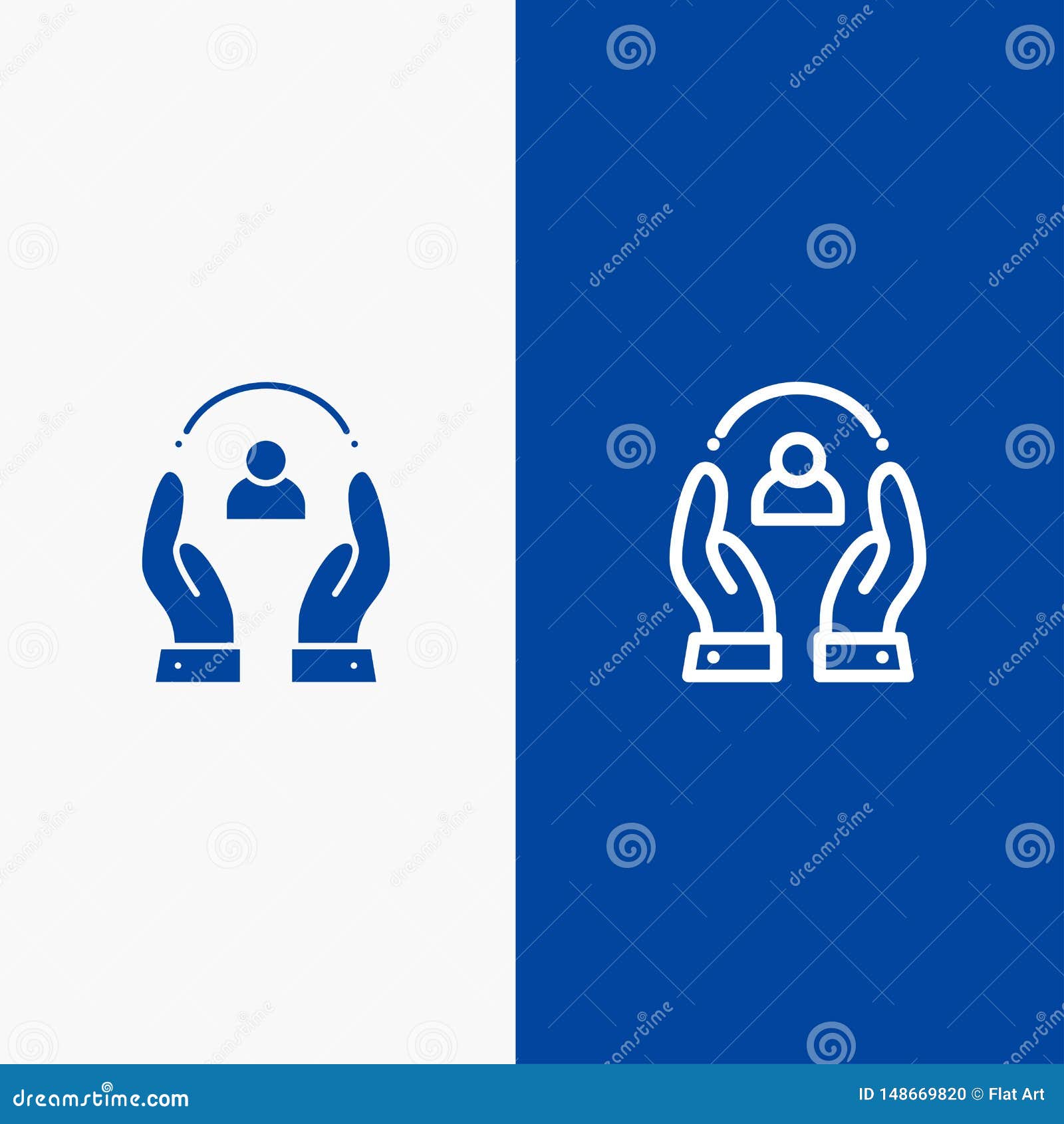 Care, Caring, Human, People, Protection Line and Glyph Solid Icon Blue ...