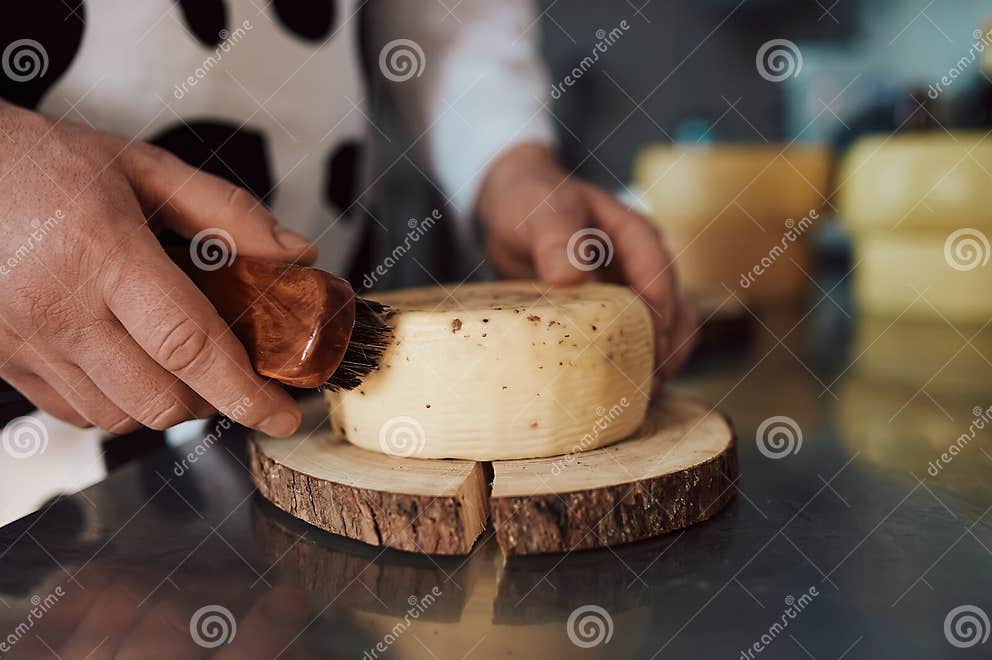 Care of Cheese during Ripening Process Stock Image - Image of wheel ...