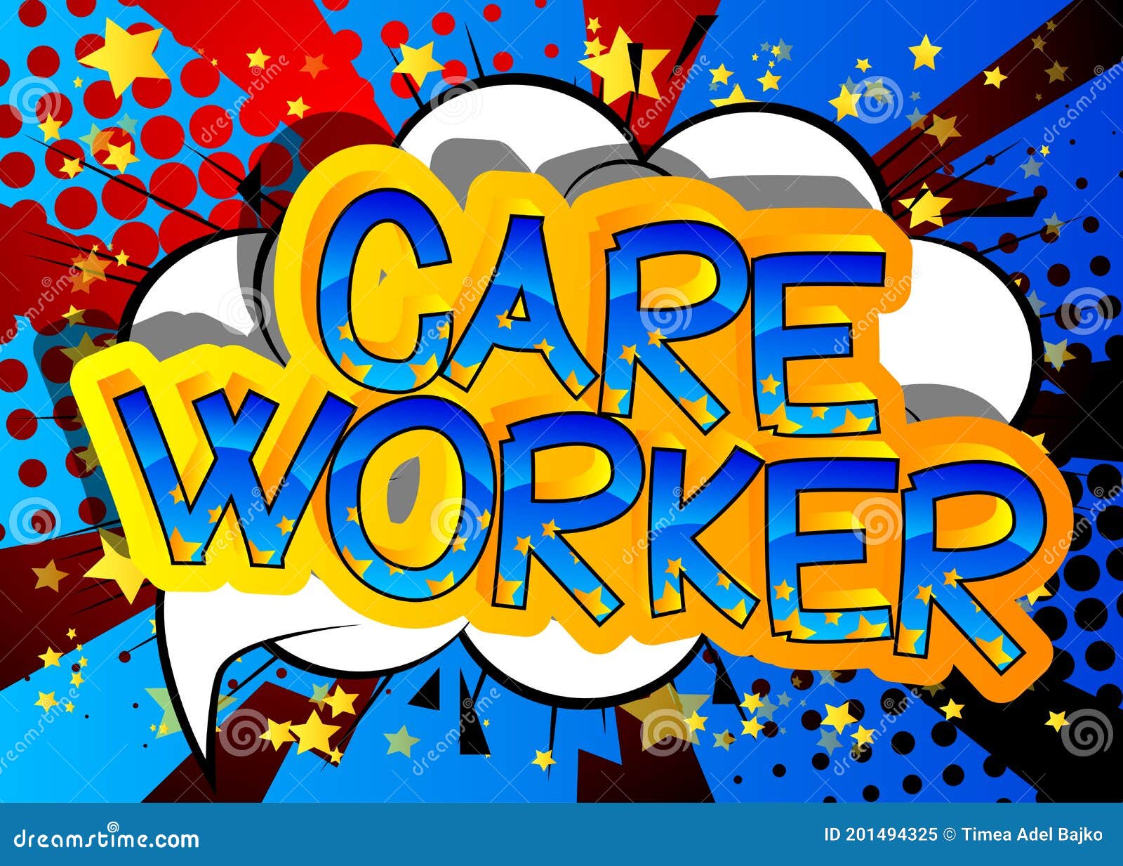 Care Worker. Comic Book Style Cartoon Words. Stock Vector ...