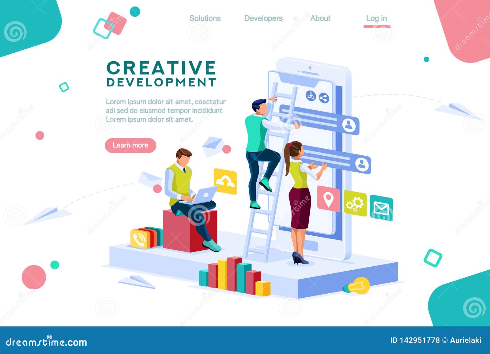 Career Application Multimedia Parts Concept Isometric Stock Vector ...