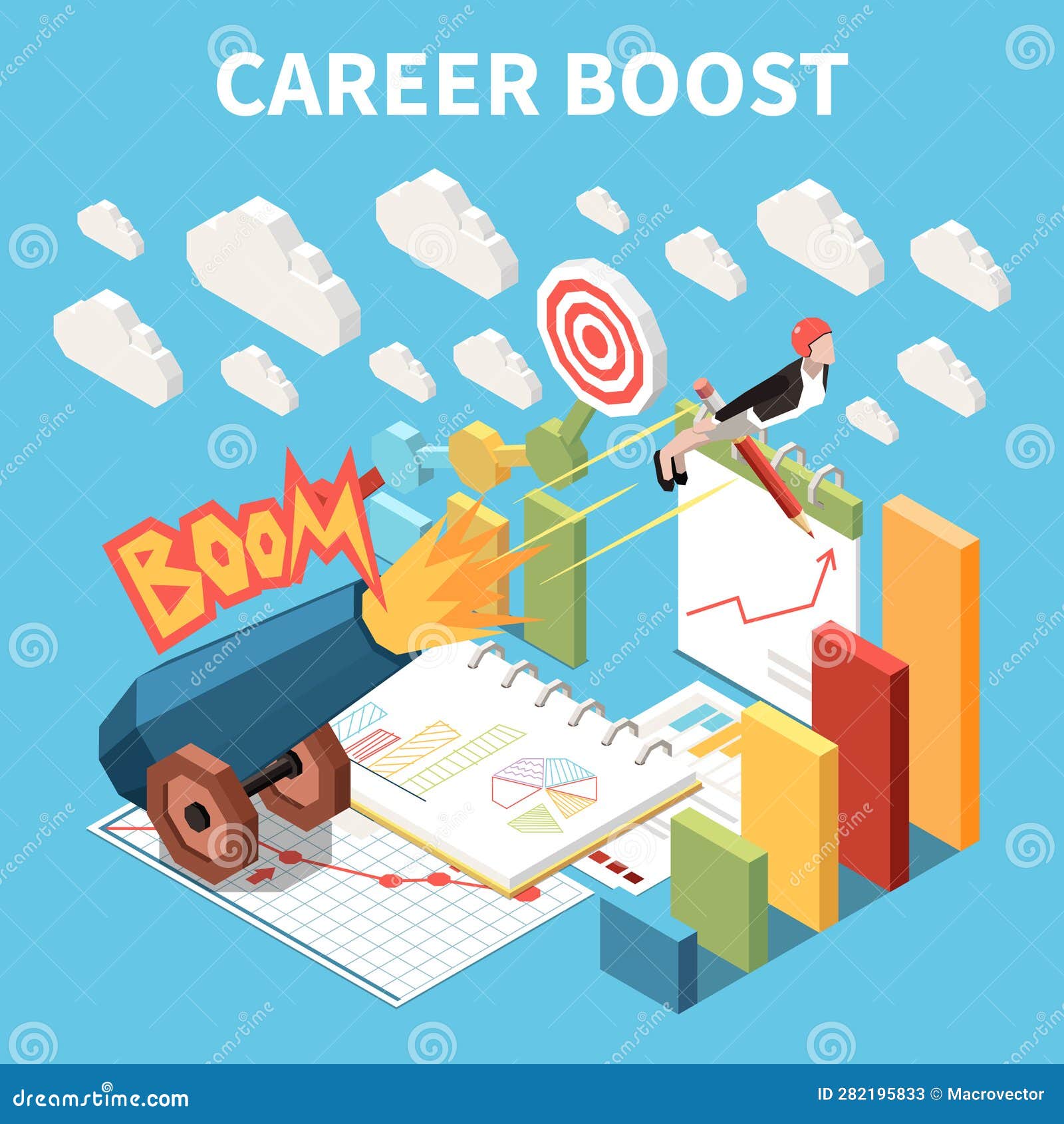 Career Boost Isometric Composition Stock Vector - Illustration of ...