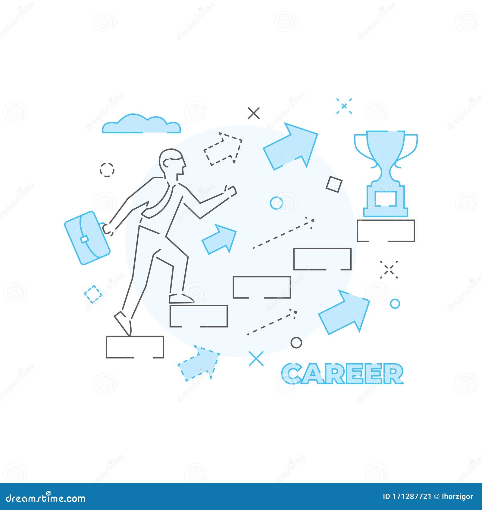 Career Business Concept Vector Illustration in Linear Style Stock ...