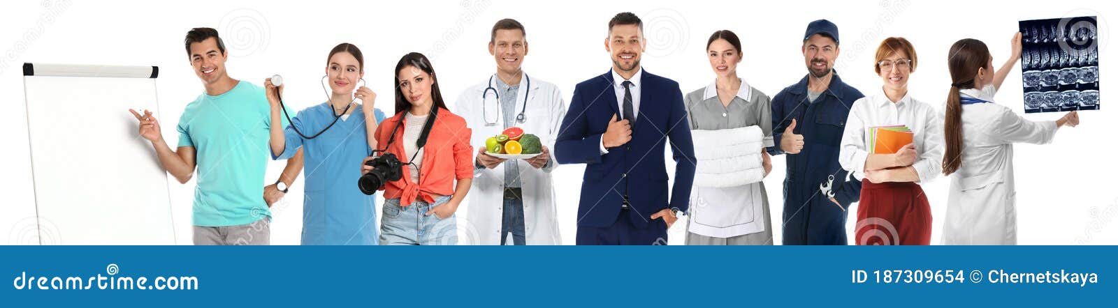 Career Choice. People of Different Professions on Background, Banner ...