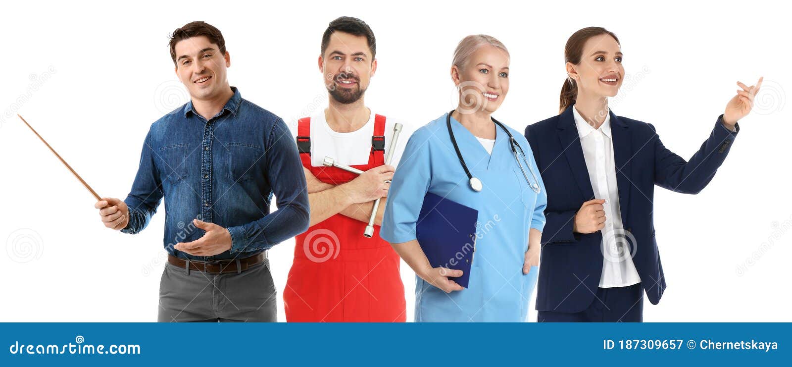 Career Choice. People of Different Professions on Background, Banner ...