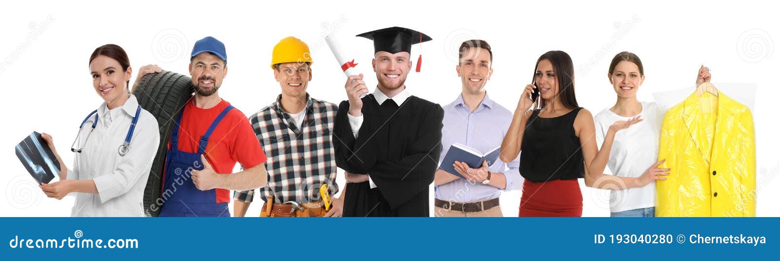 Career Choice. People of Different Professions on Background, Banner ...