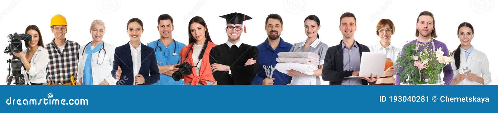 Career Choice. People of Different Professions on Background, Banner ...