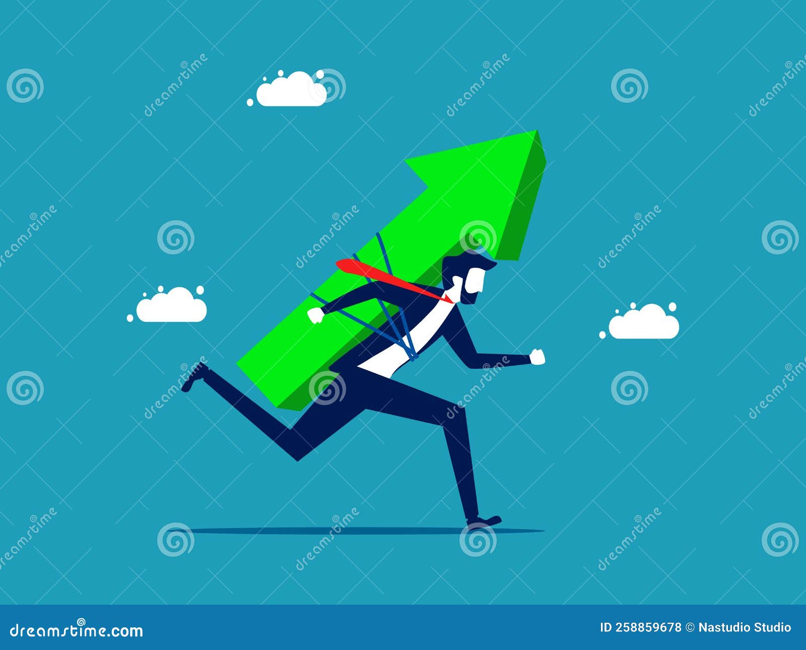 A Man With An Arrow Is Running Towards His Goal Along A Winding Road ...