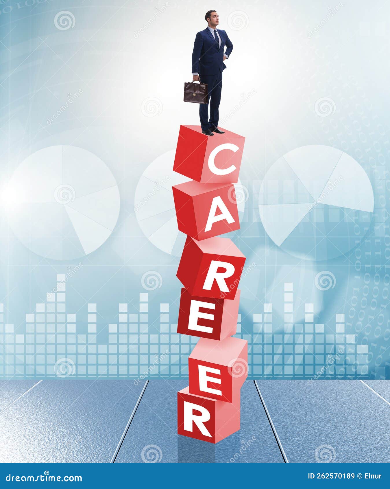 Career Concept with Businessman on Top of Blocks Stock Image - Image of ...