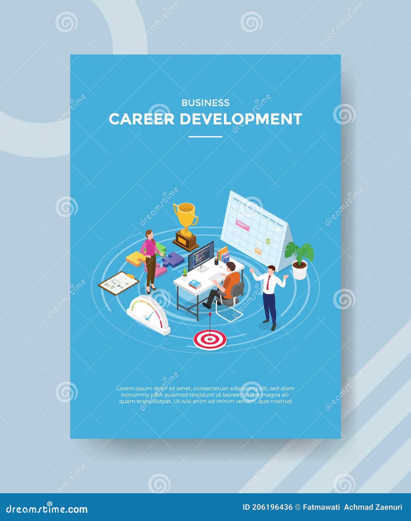 Career Development Concept People Standing Sitting Use Desktop Computer ...