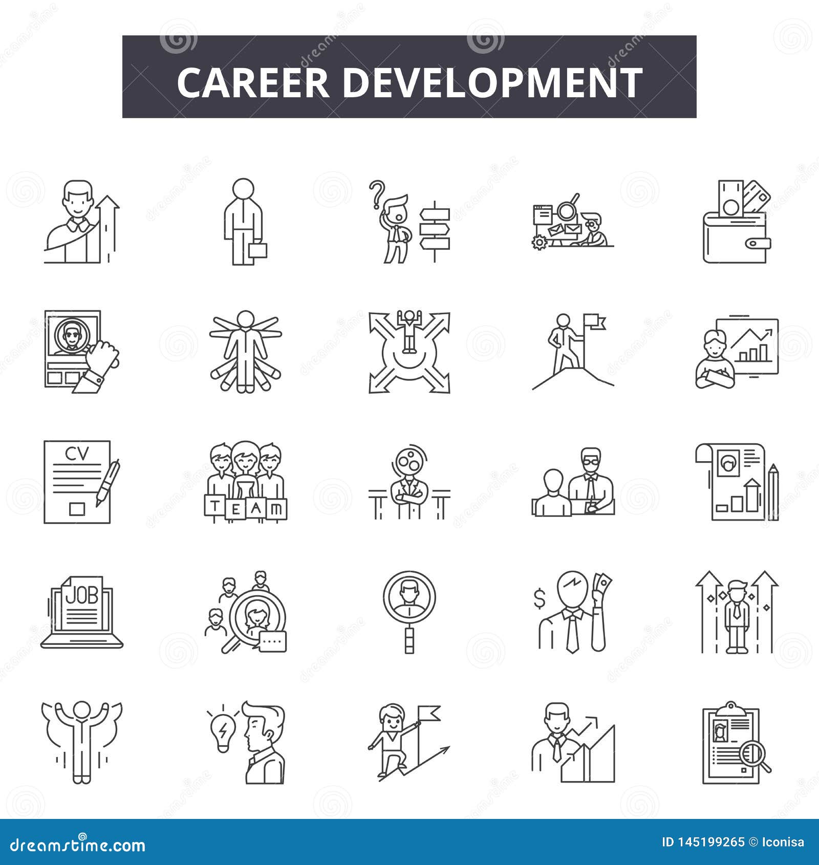 Career Development Line Icons, Signs, Vector Set, Outline Illustration ... Career Development Line Icons, Signs, Vector Set, Outline Illustration ...
