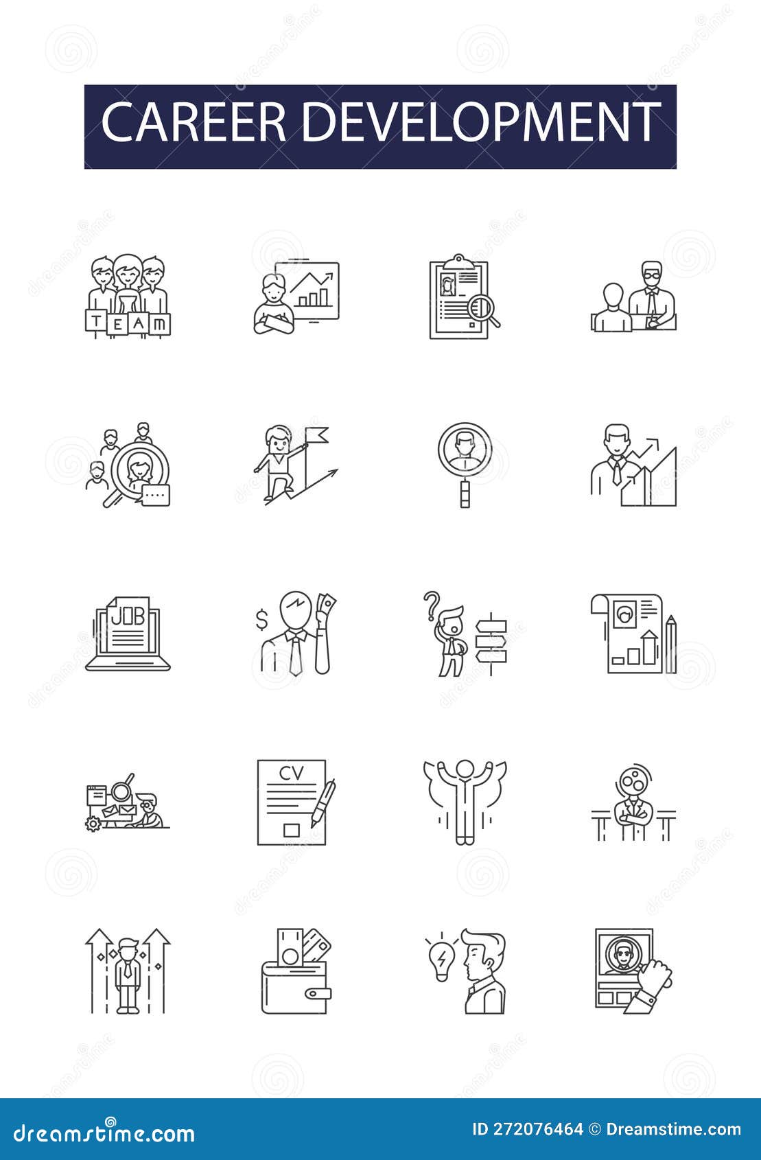 Career Development Line Vector Icons and Signs. Development ...