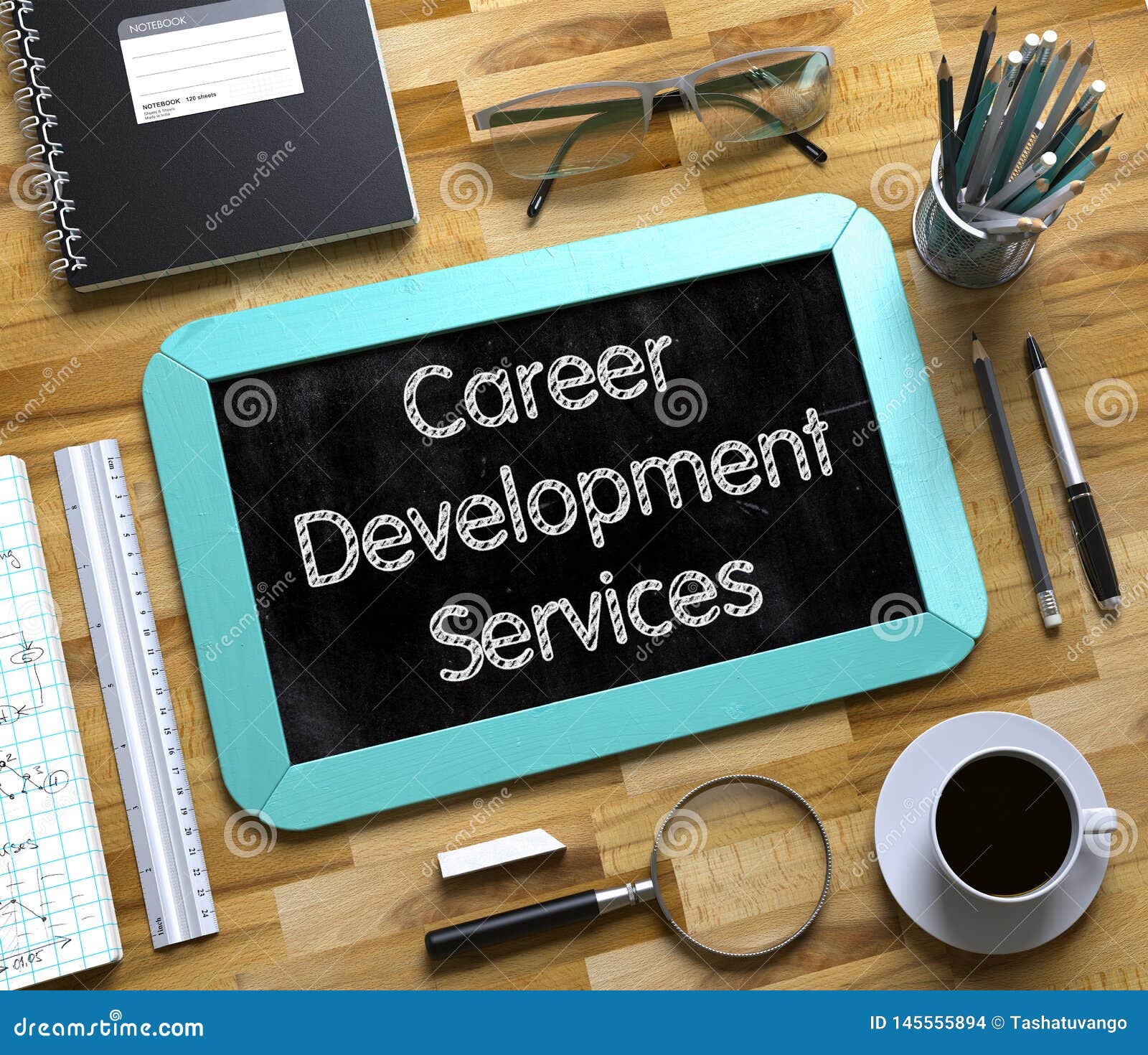 Career Development Services Handwritten on Small Chalkboard. 3D. Stock ...