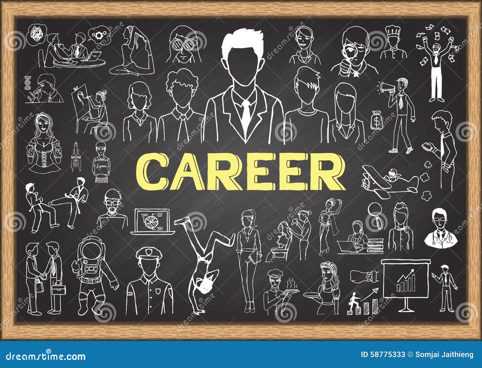 Career Doodles on Chalkboard. Stock Vector - Illustration of ...