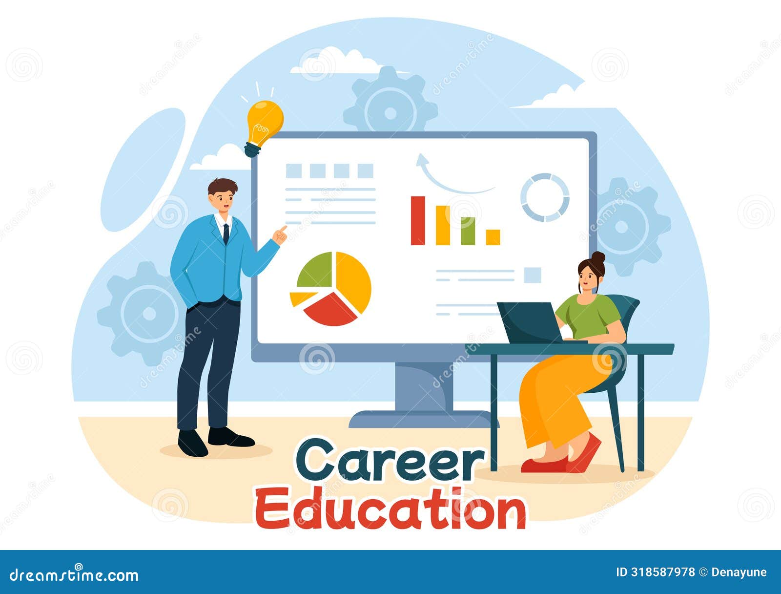 Career Education Vector Illustration with Growth Concept Learning Model ...