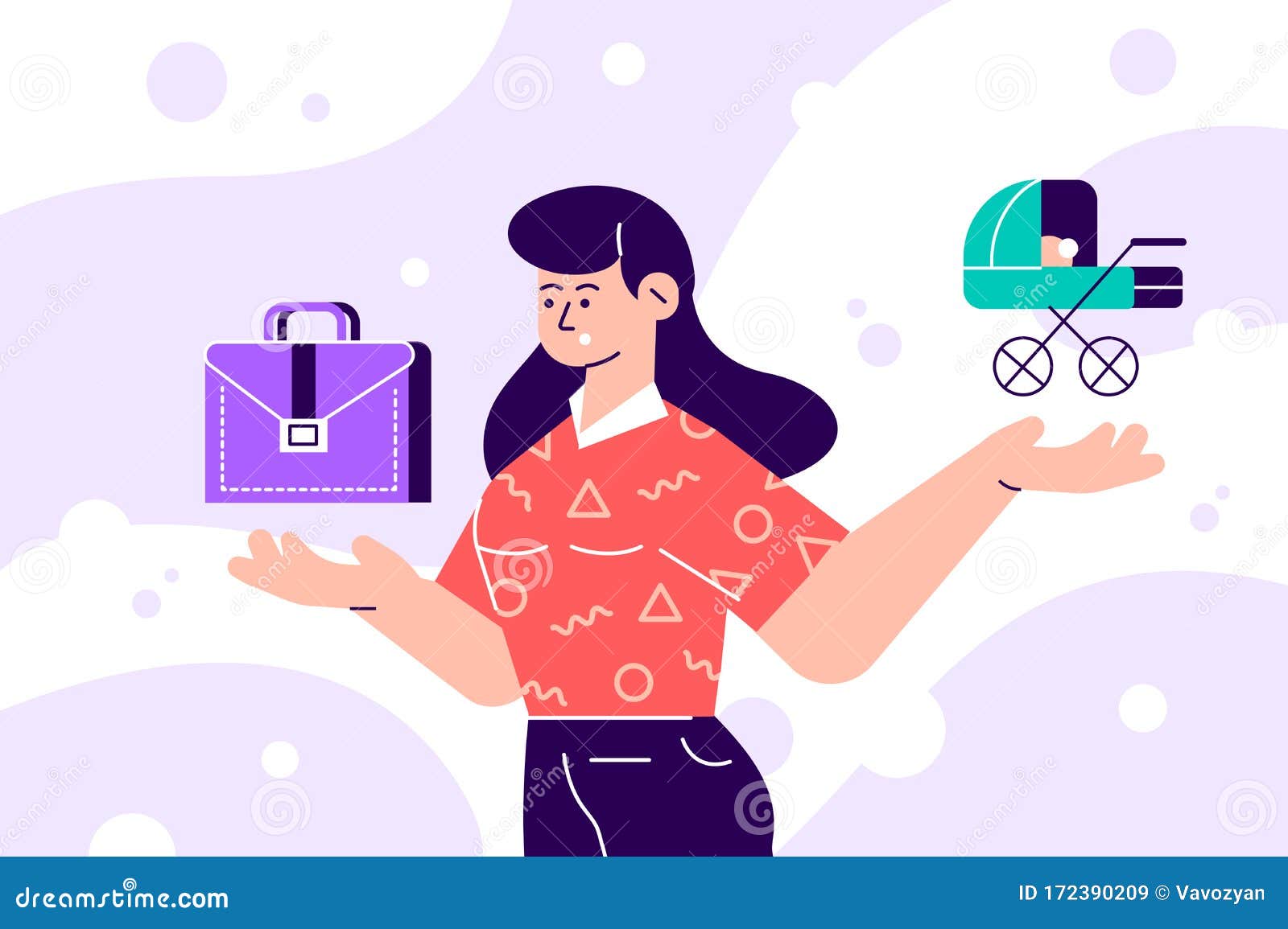 Woman Choosing between Family and Career Stock Vector - Illustration of ...