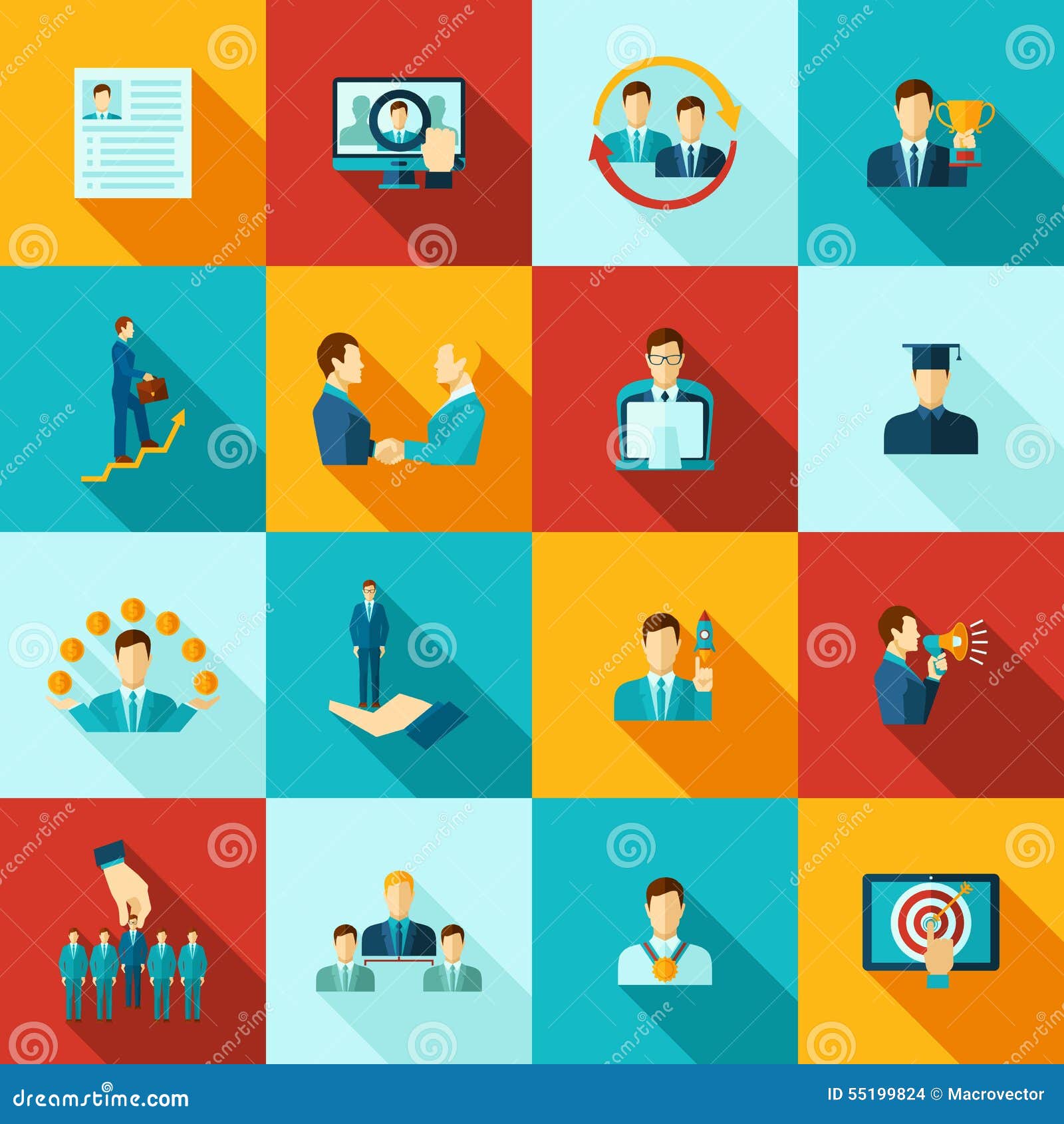 Career Flat Icons Set stock vector. Illustration of cartoon - 55199824