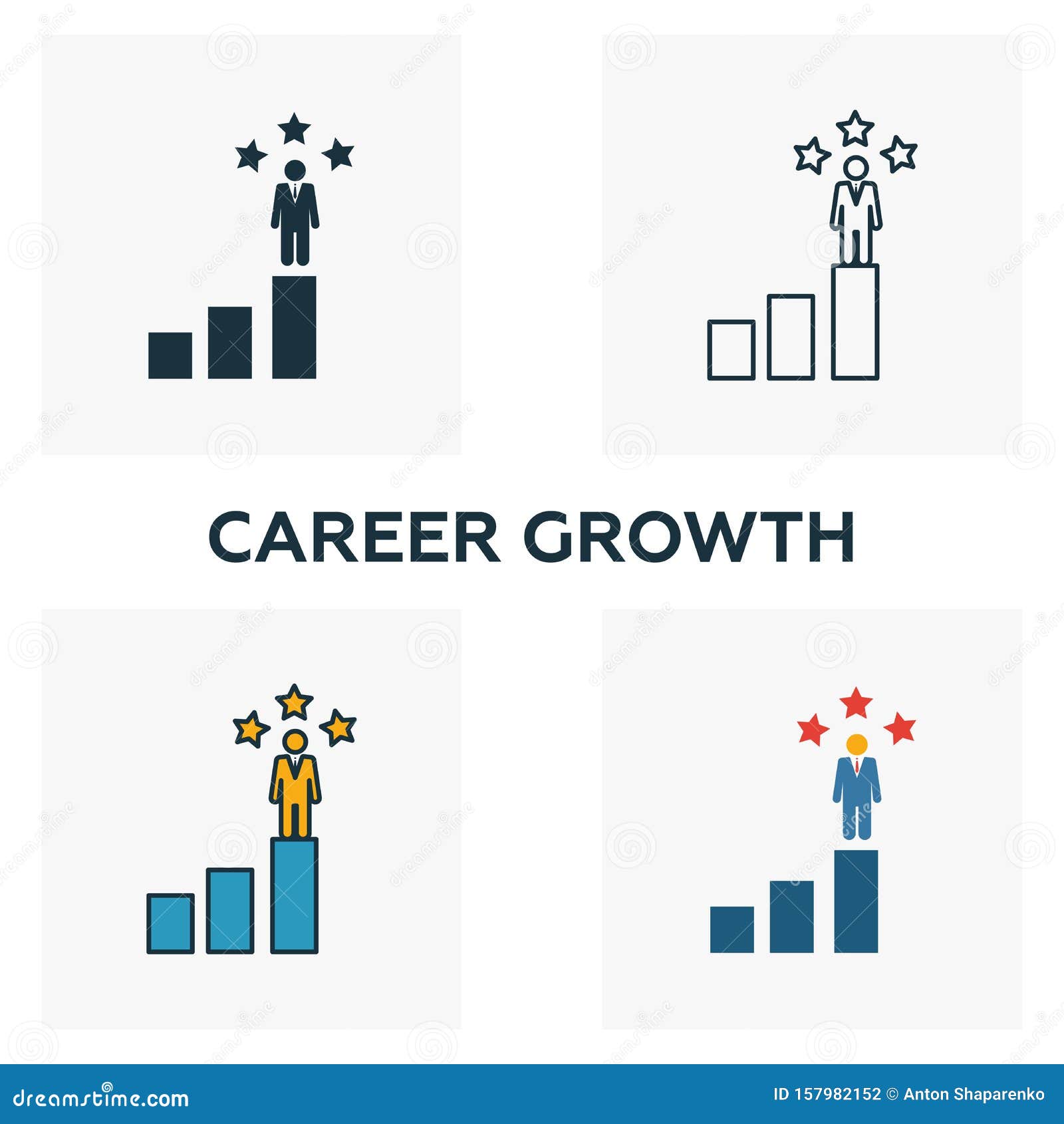 Career Growth Icon Set. Four Elements in Diferent Styles from Human ... Career Growth Icon Set. Four Elements in Diferent Styles from Human ...