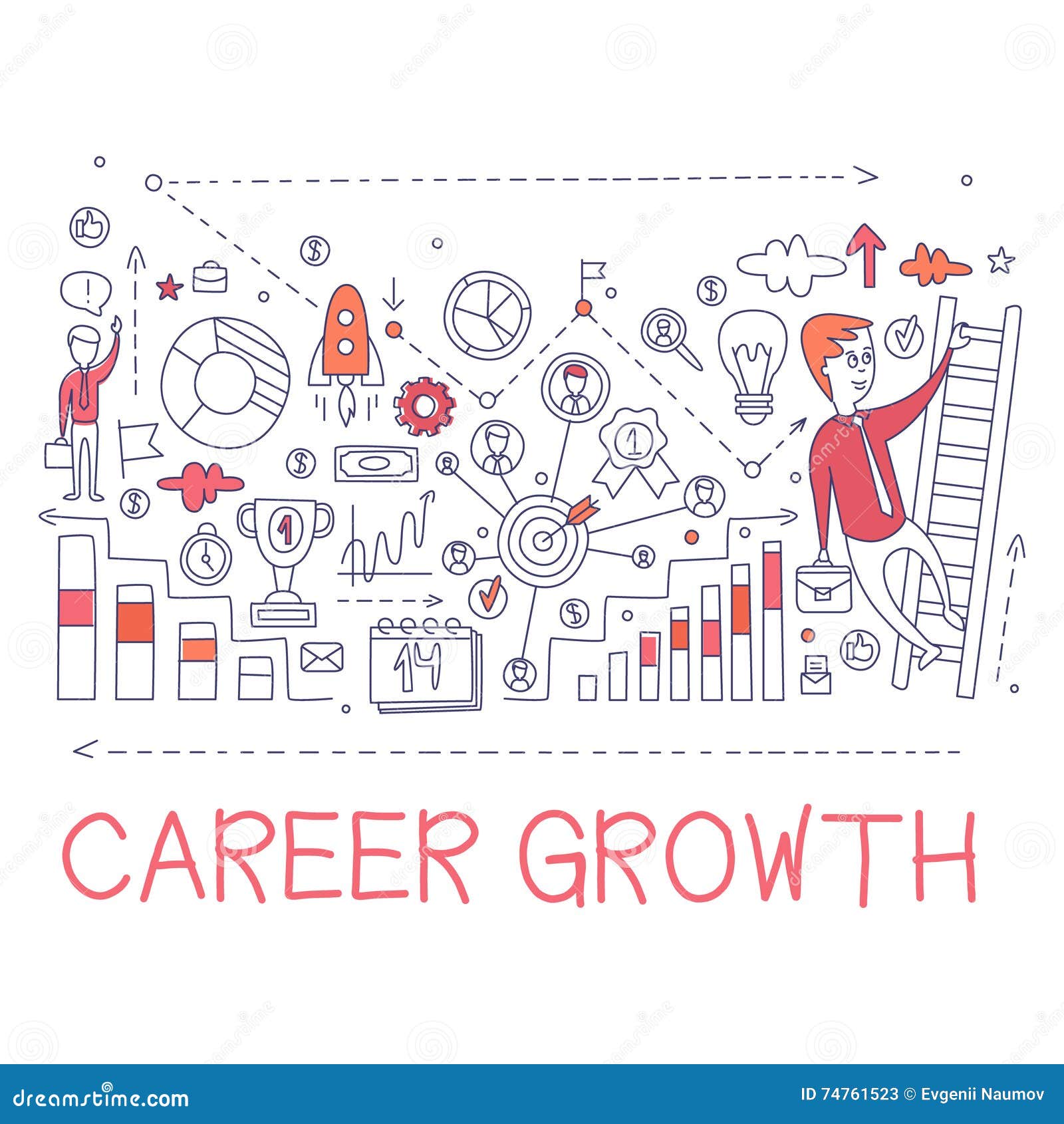 Career Growth Process Elements Creative Sketch Infographic Stock Vector ...