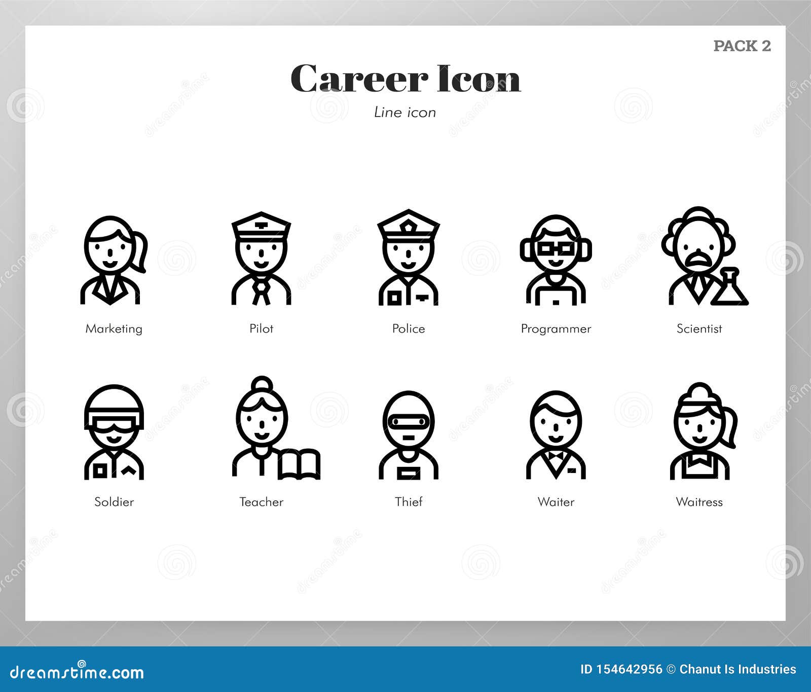 Career icons Line pack stock vector. Illustration of police - 154642956