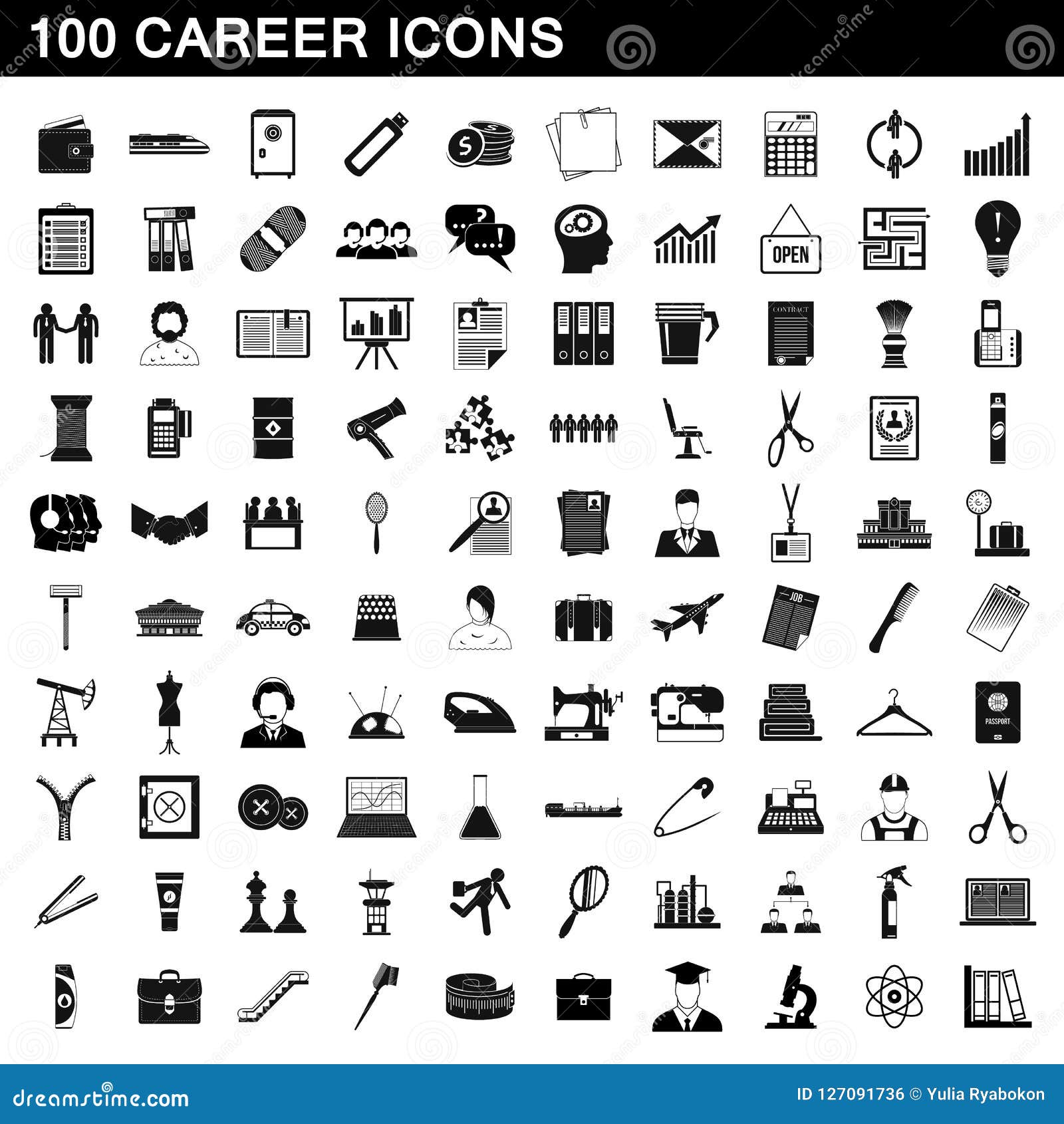 100 Career Icons Set, Simple Style Stock Illustration - Illustration of ... 100 Career Icons Set, Simple Style Stock Illustration - Illustration of ...