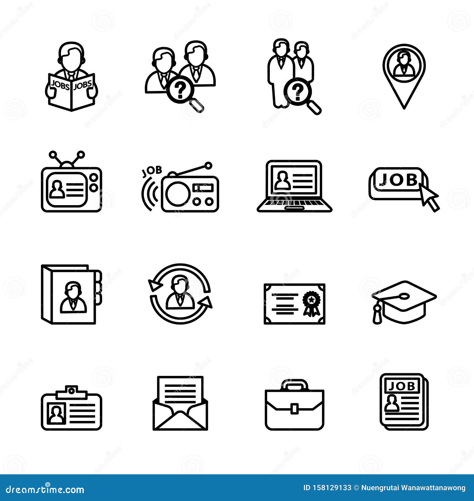 Career, Job Icon Set. Thin Line Style Stock Vector. Stock Vector ...