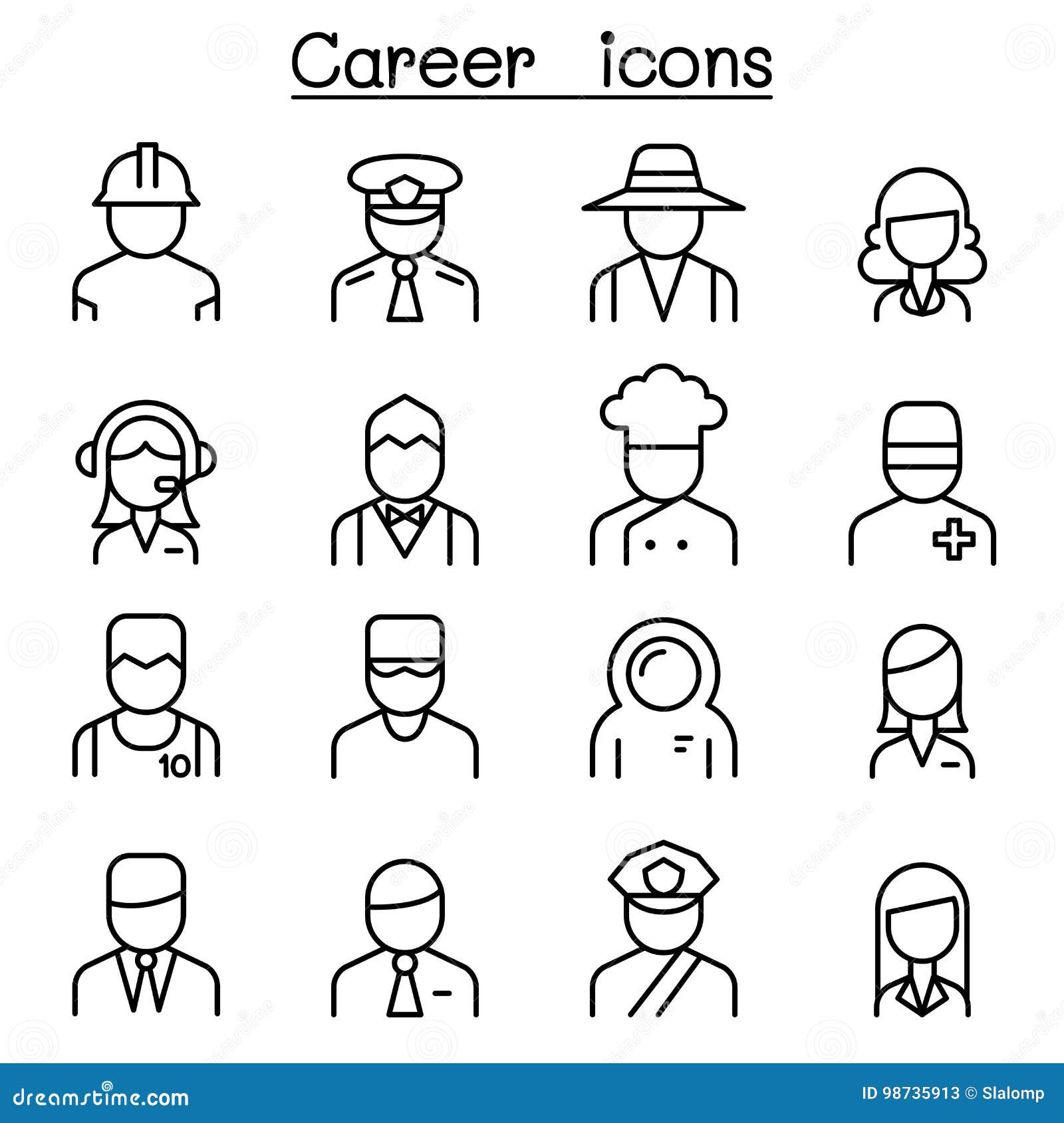 Career, Occupation, Profession Icon Set in Thin Line Style Stock Vector ... Career, Occupation, Profession Icon Set in Thin Line Style Stock Vector ...