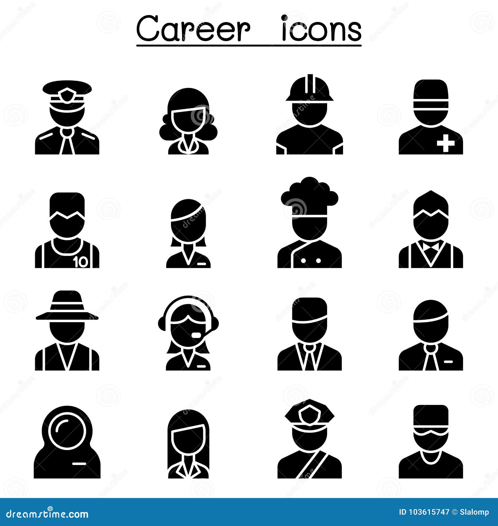 Career, Occupation, Profession Icon Set Stock Vector - Illustration of ...