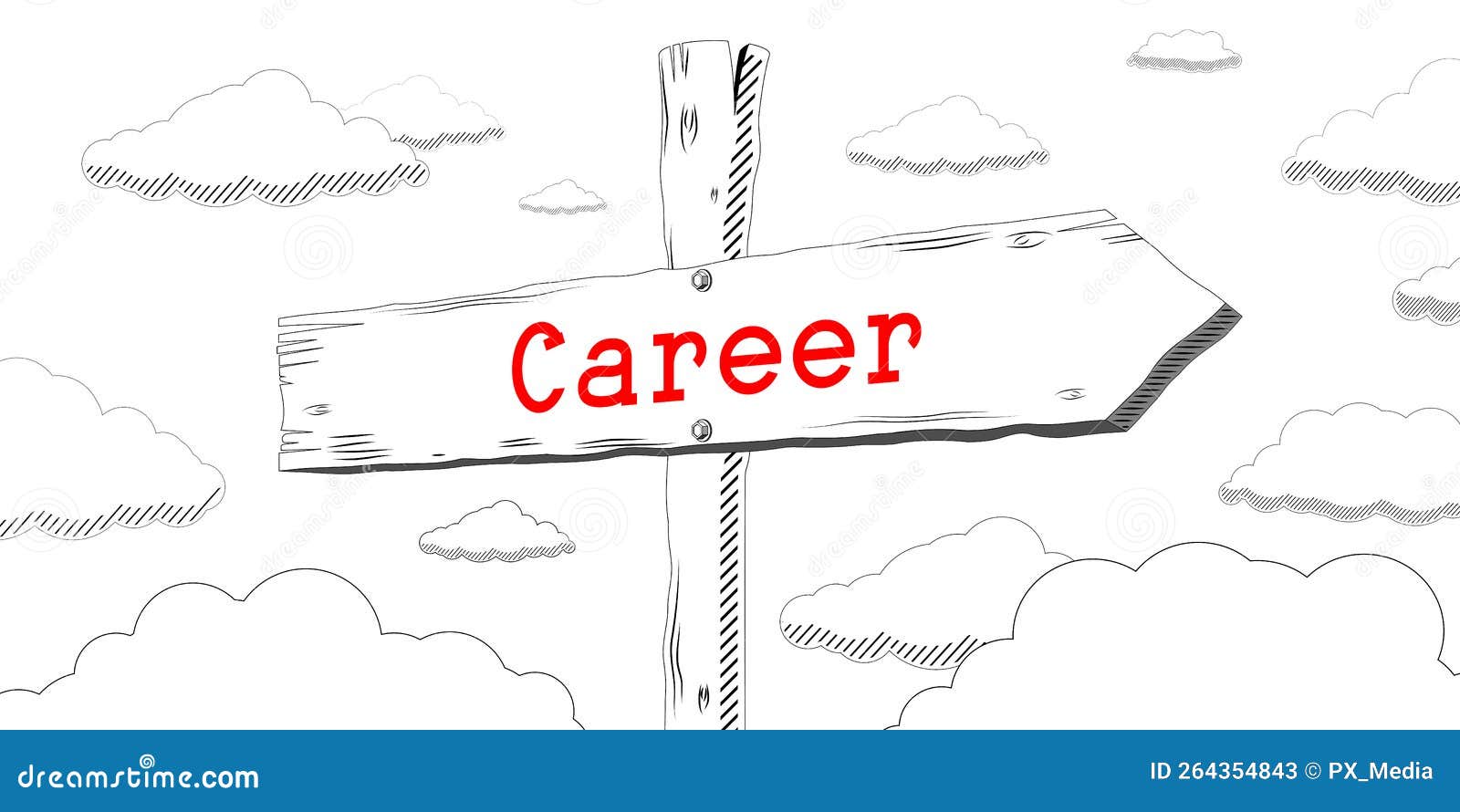 Career - Outline Signpost with One Arrow Stock Illustration ... Career - Outline Signpost with One Arrow Stock Illustration ...