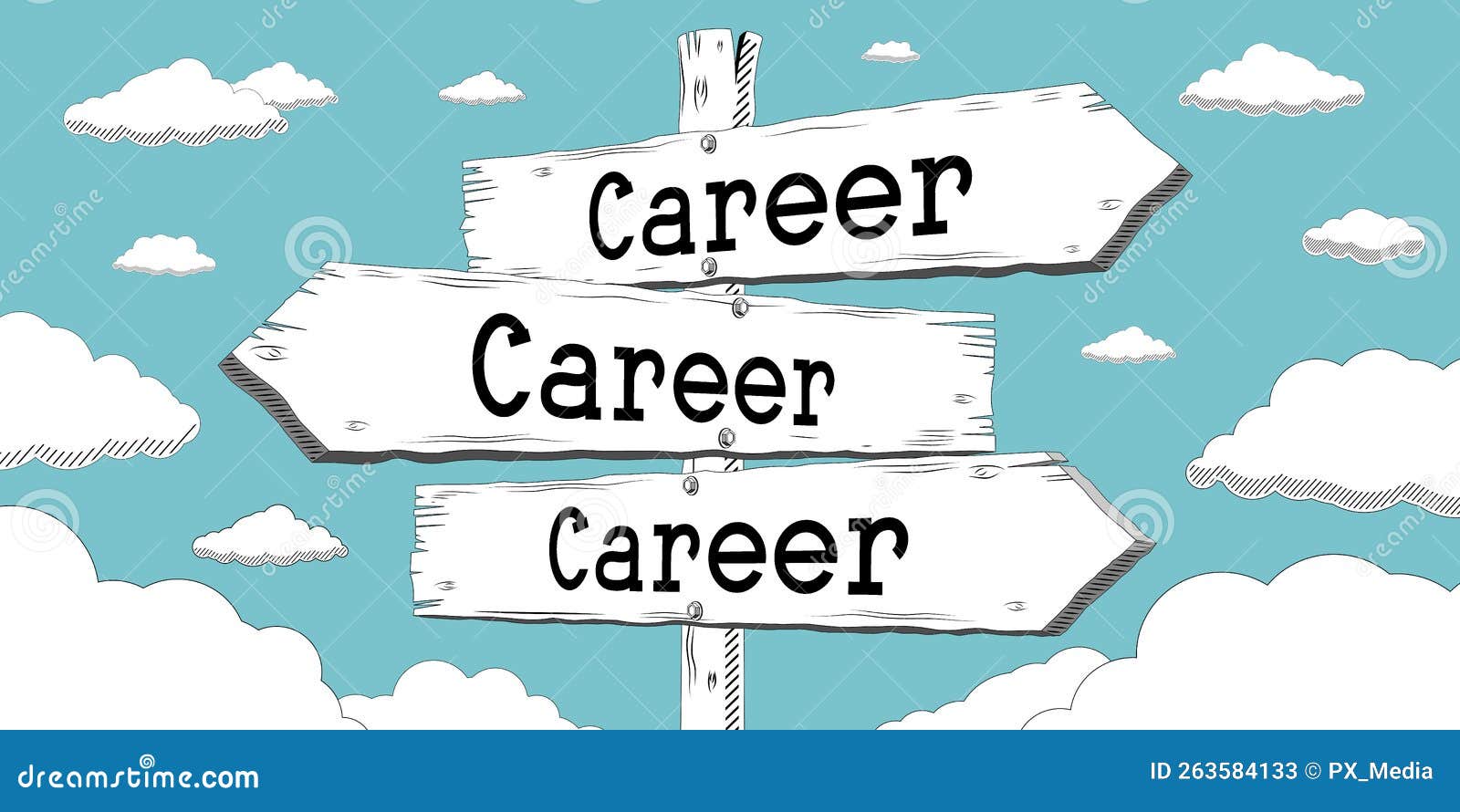 Career - Outline Signpost with Three Arrows Stock Illustration ... Career - Outline Signpost with Three Arrows Stock Illustration ...