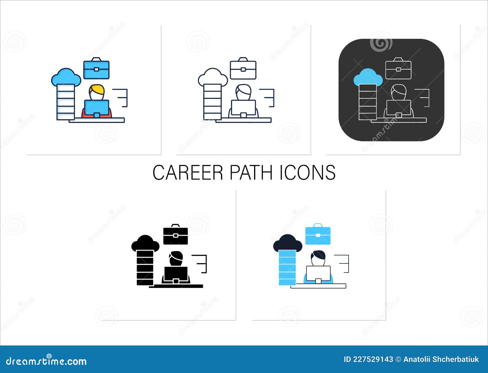 Career path icons set stock vector. Illustration of color - 227529143