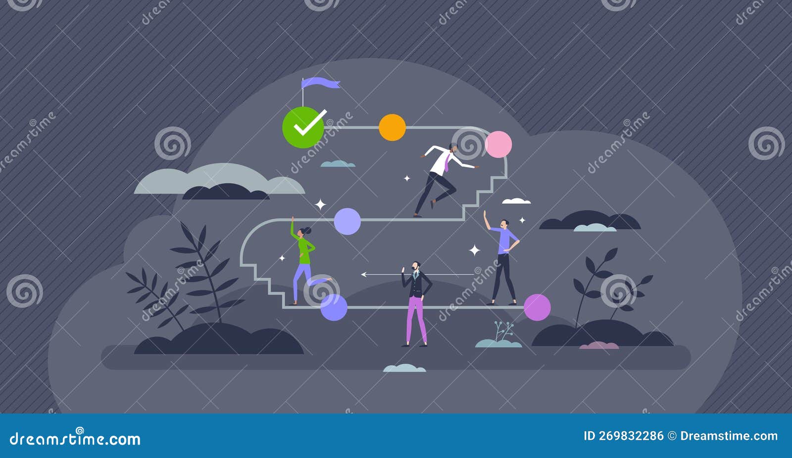 Career Path Roadmap As Work Challenge Development Route Tiny Person ...