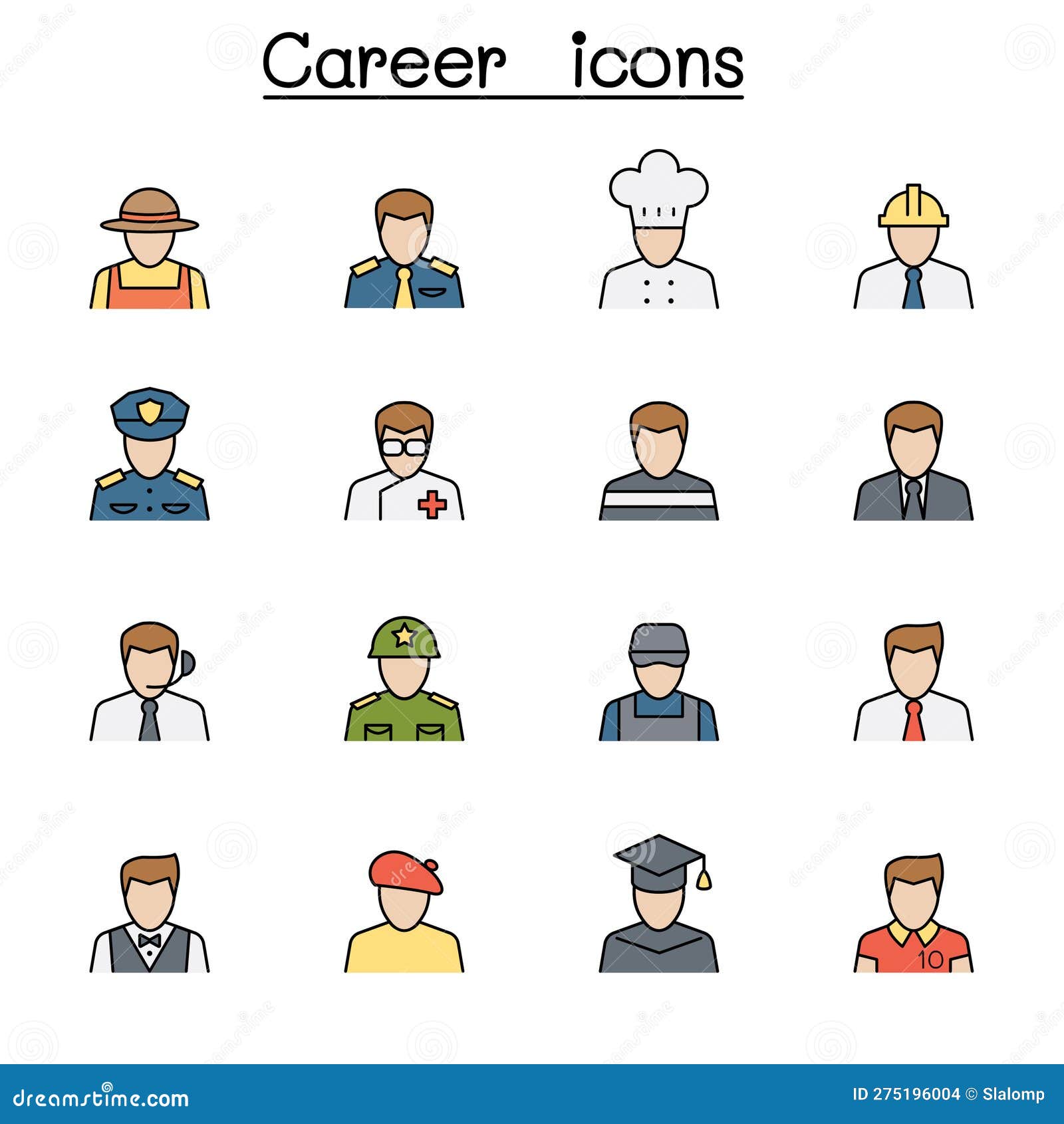 Career, Profession & Occupation Color Line Icon Set Stock Vector ...